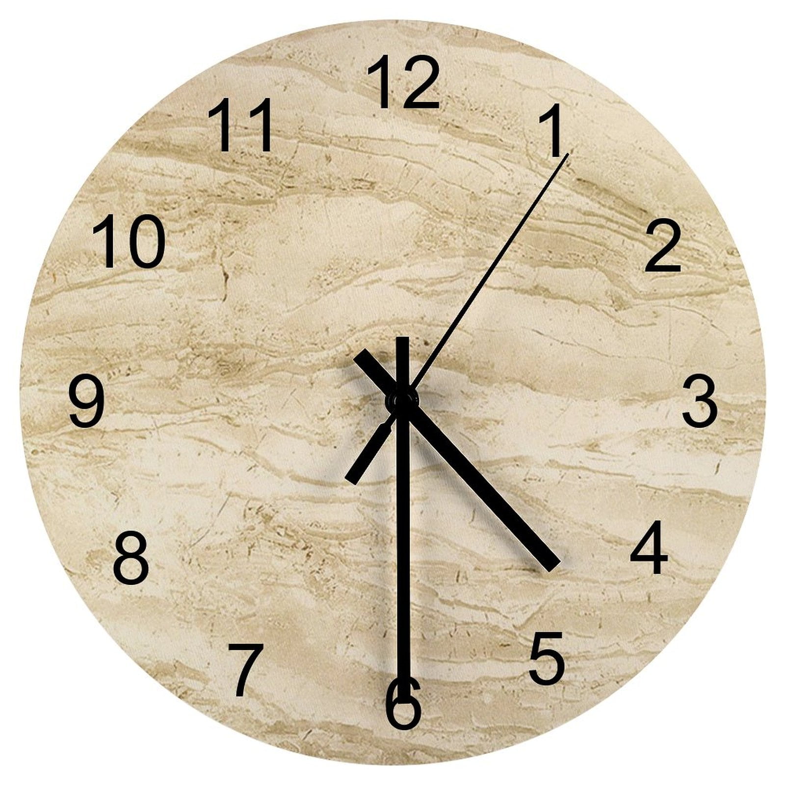 Study Wall Clock Striped Argyle Grain Marble Clocks 12 inch Mute Wood ...