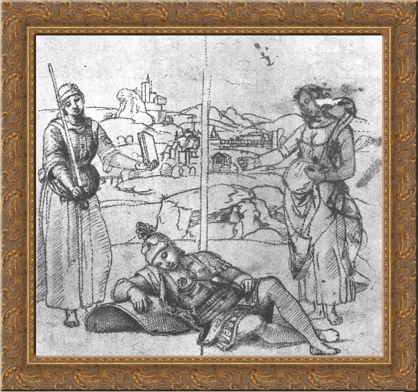 Study for 'The Knight's Dream' 20x20 Gold Ornate Wood Framed Canvas Art ...