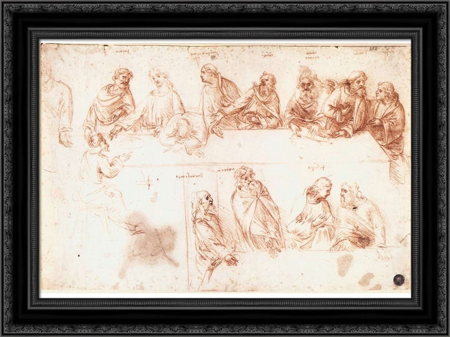 Study for the Last Supper 24x19 Black Ornate Wood Framed Canvas Art by ...