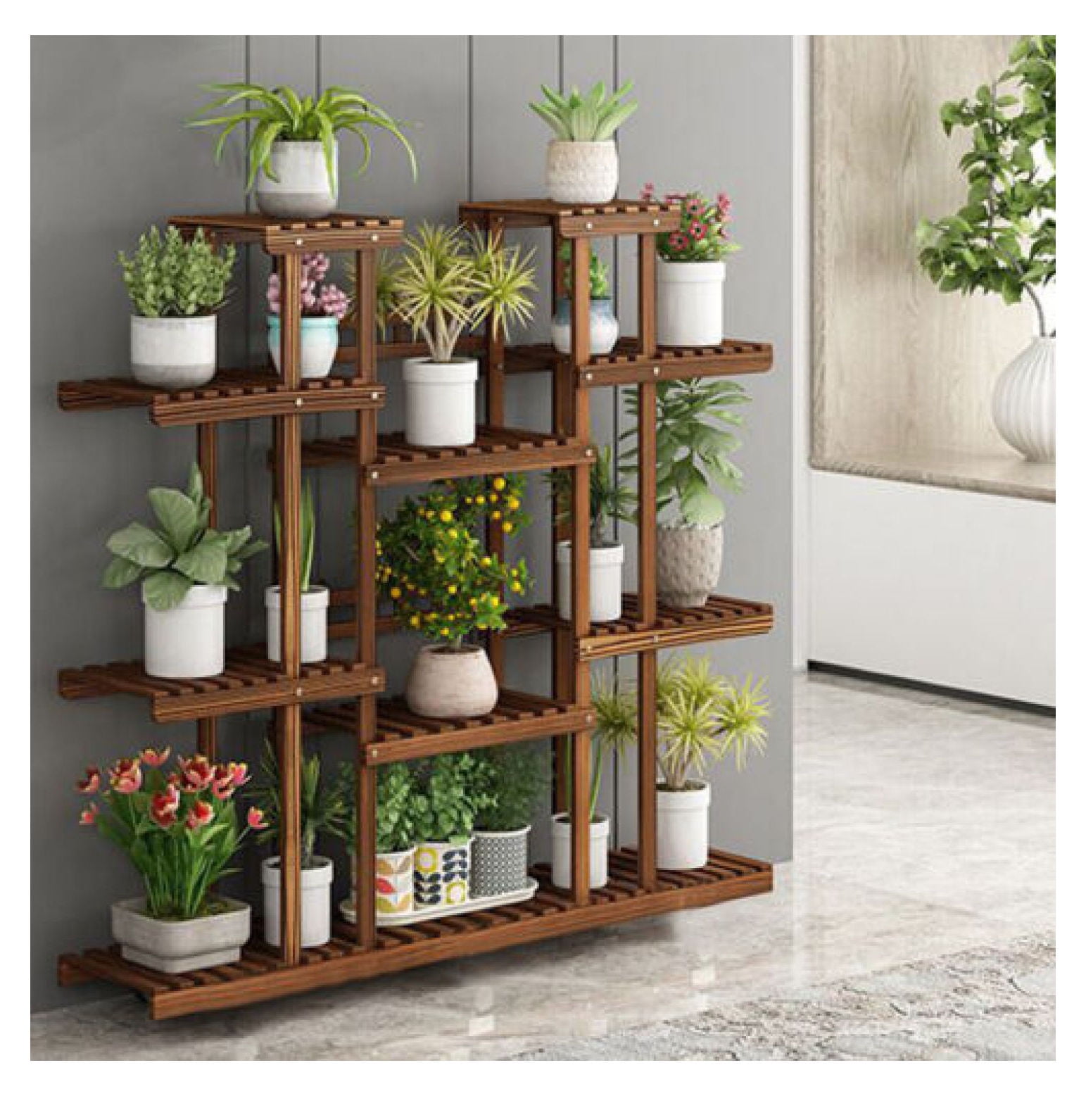 ‎Studyli 11 Tier Wood Plant Stand 17 Potted Flower Pot Plant Organizer ...
