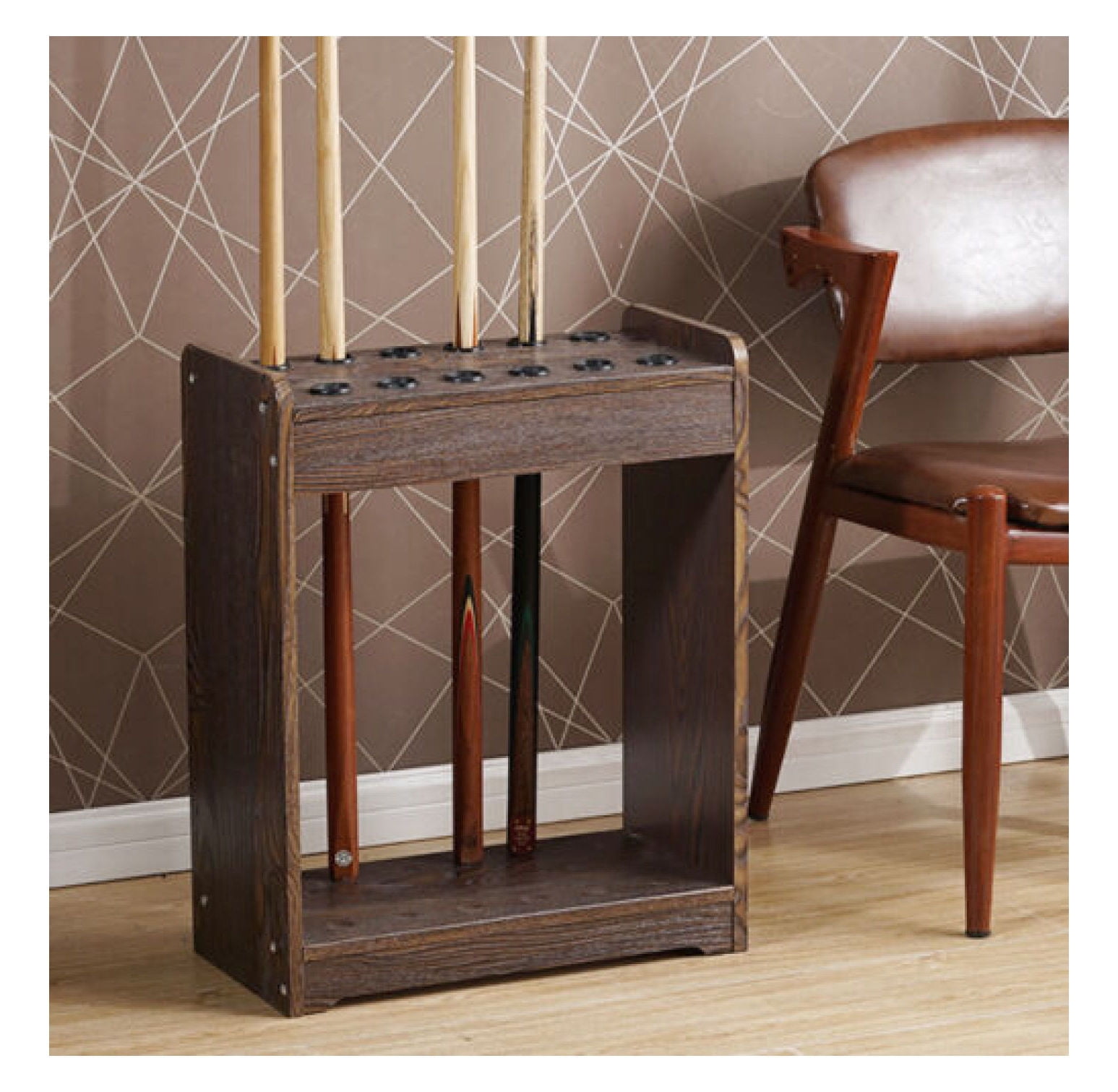 ‎Studyli 12 Hole Pool Cue Rack Stick Holder Floor Stand Billiard Cue ...