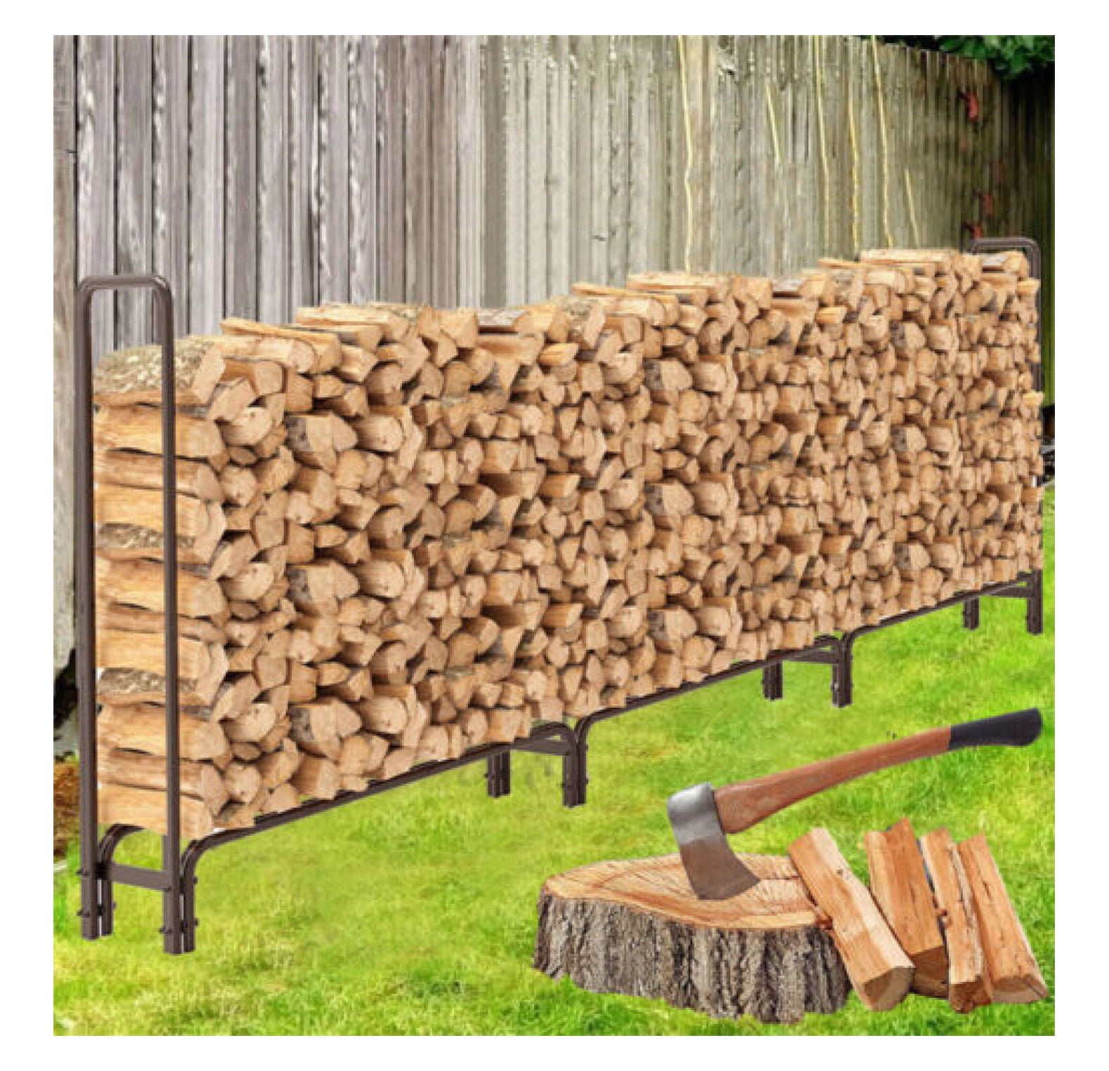 ‎Studyli 12ft Long Metal Wood Log Store Outdoor Garden Firewood ...
