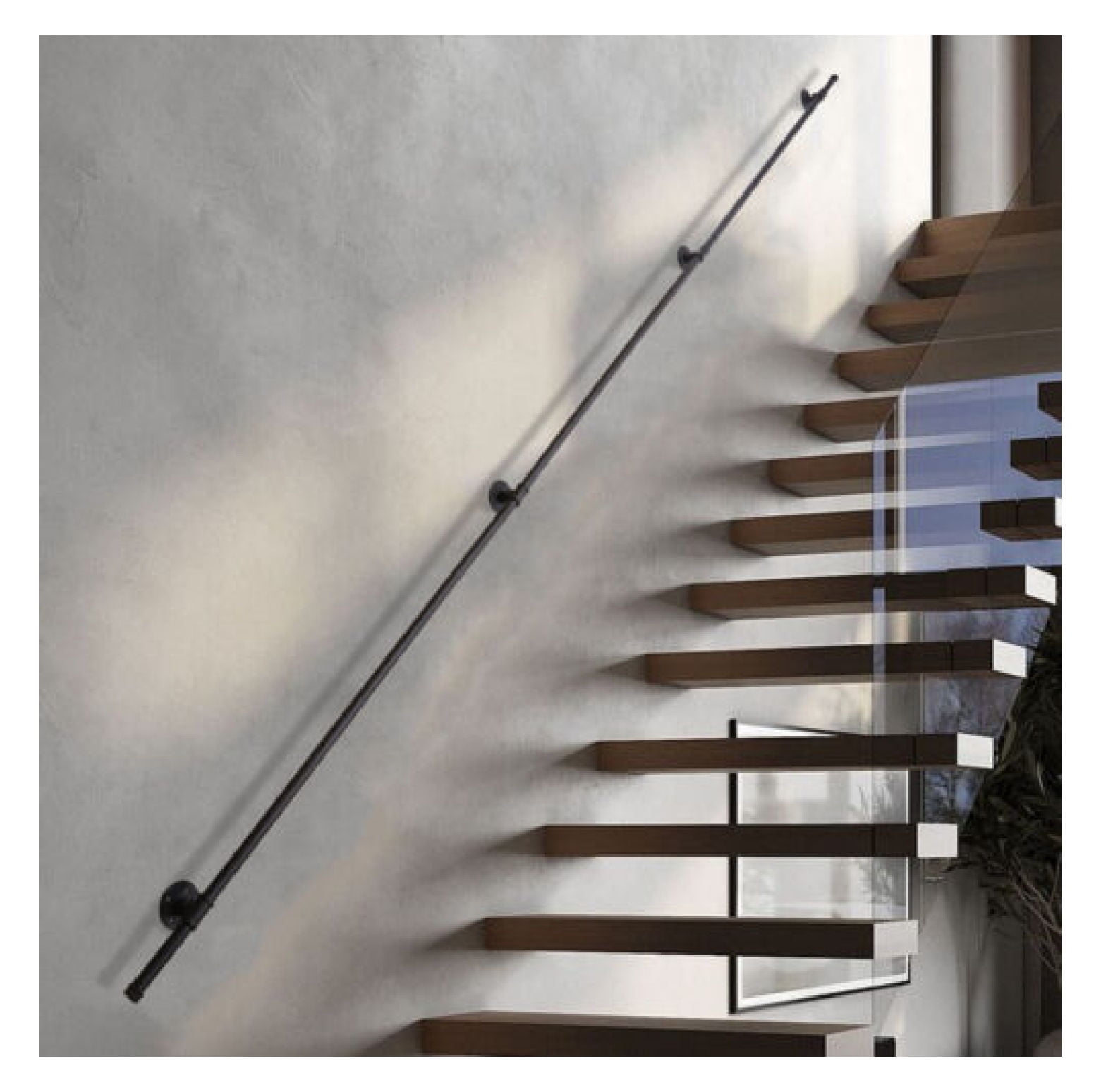 ‎Studyli 13FT Loft Pipe Handrail for Stairs Wall Support Bracket ...