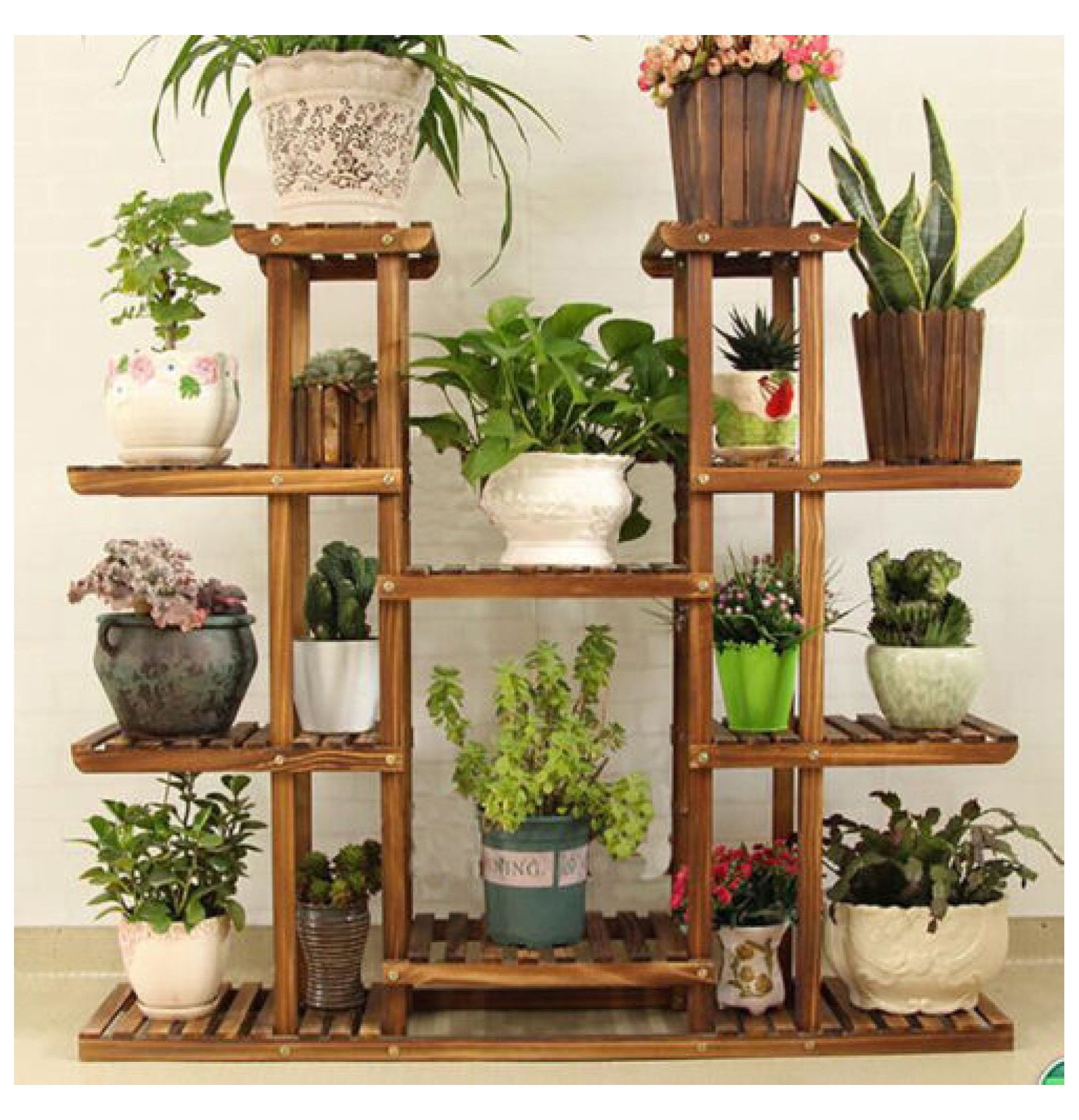 ‎Studyli 17 Pots XL-Large Wood Plant Stand Home Office Use Flower Pot ...