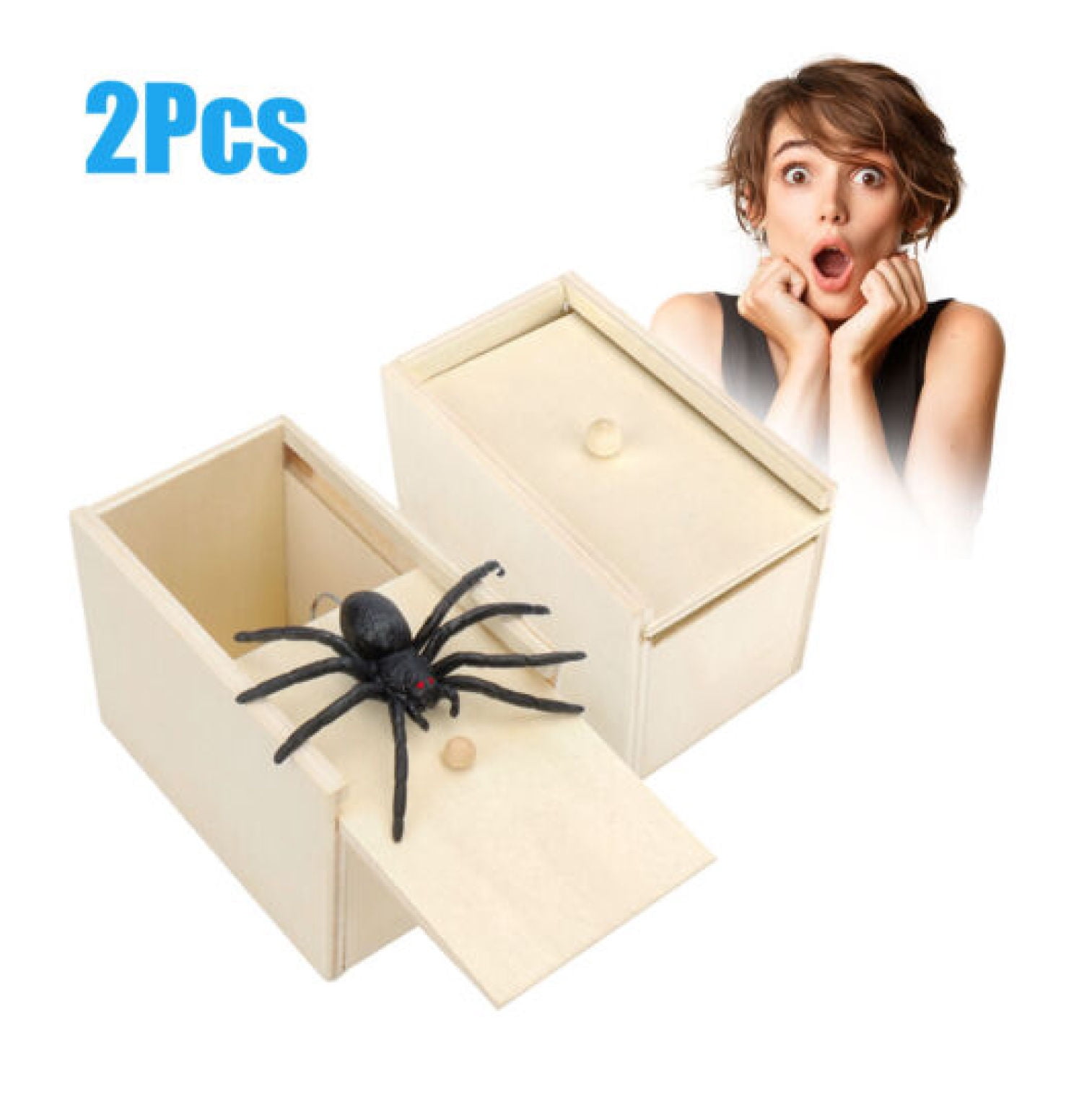 ‎Studyli 2 Pcs Wooden Prank Spider Scare Box Hidden in Case Trick Play ...