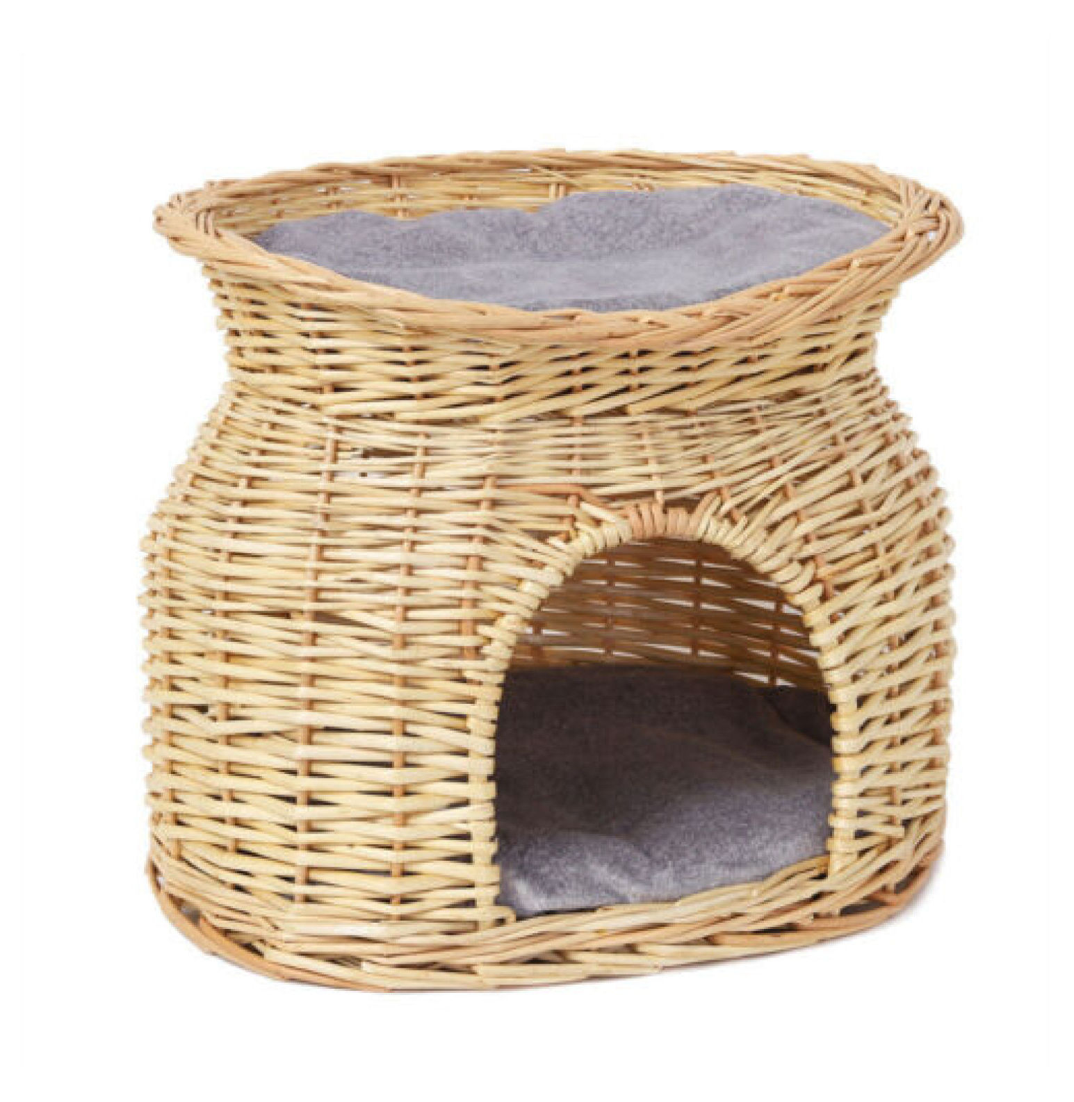 ‎Studyli 2-Tier Wicker Cat House Elevated Pet Bed Basket Cozy Cave with ...