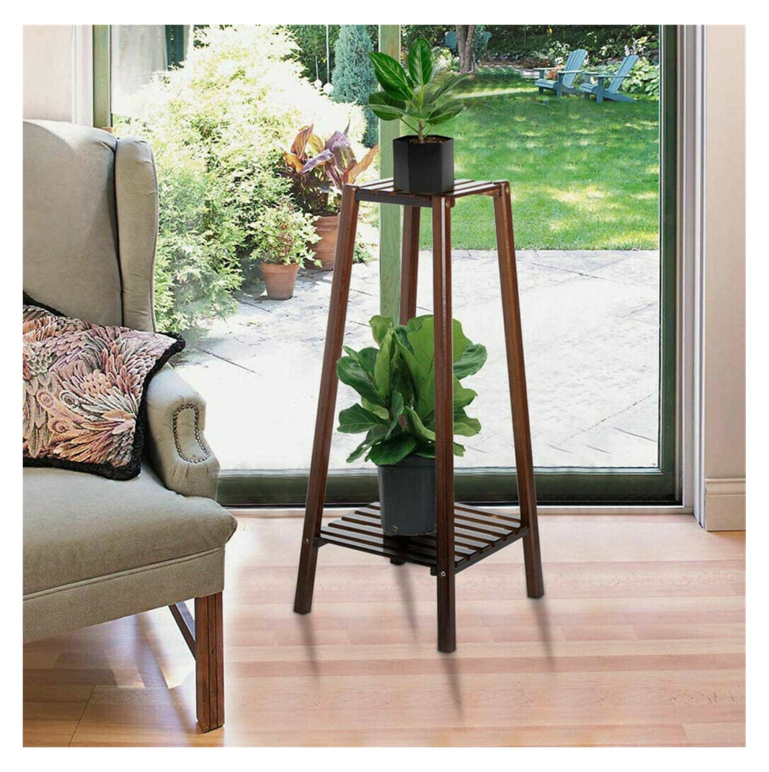 ‎Studyli 2 Tier Wood Tall Plant Stand Pots Holder Small Space Table ...