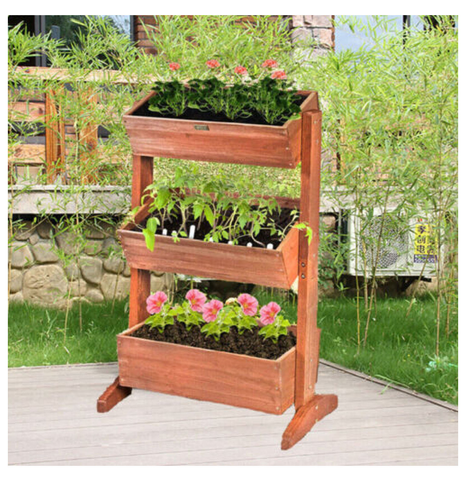 ‎Studyli 3 Tier Wooden Raised Garden Bed Elevated Planter Basket Box ...