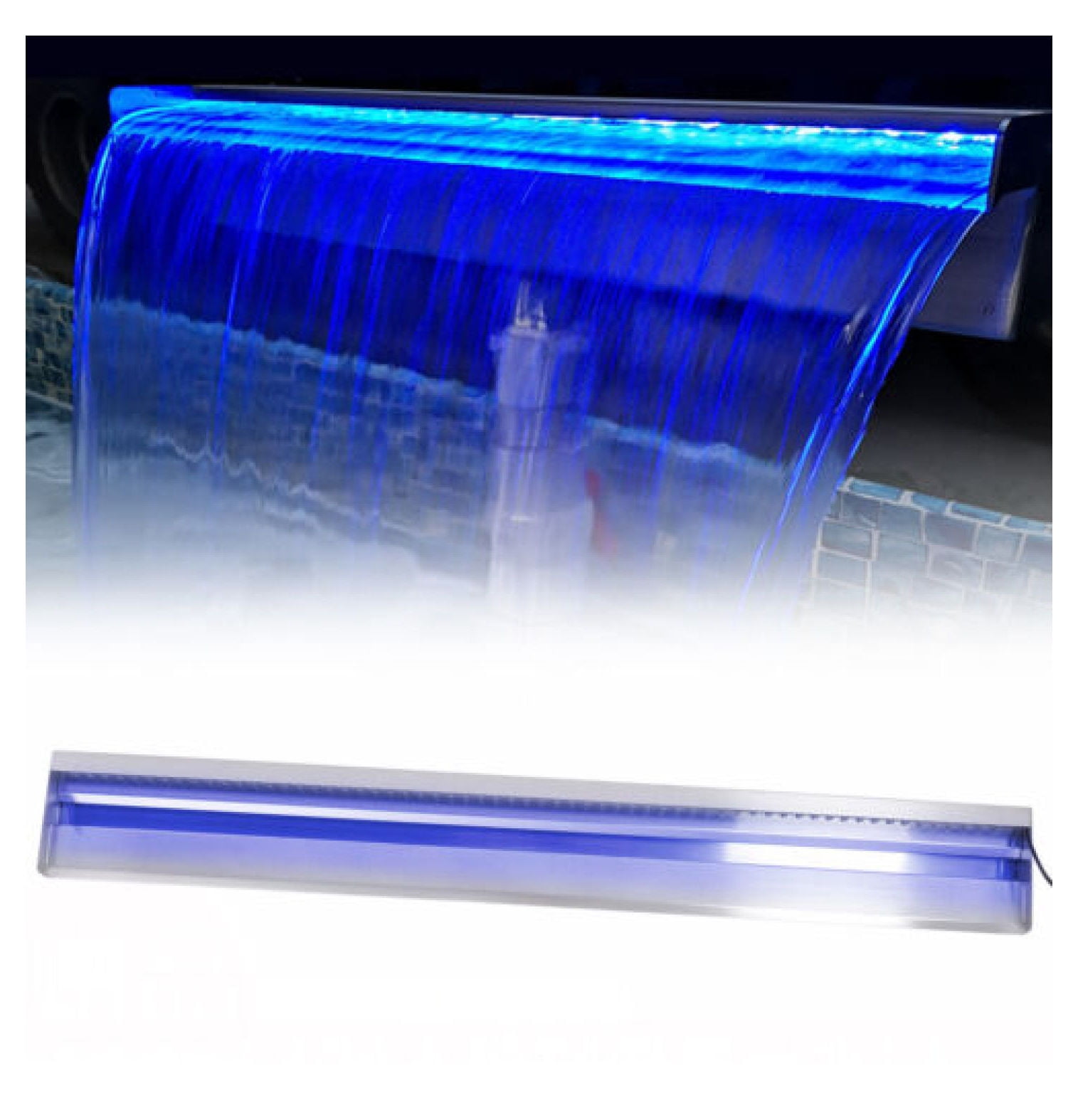 ‎Studyli 35.4" Feature Pond Decor With LED Strip Light Waterfall Pool ...