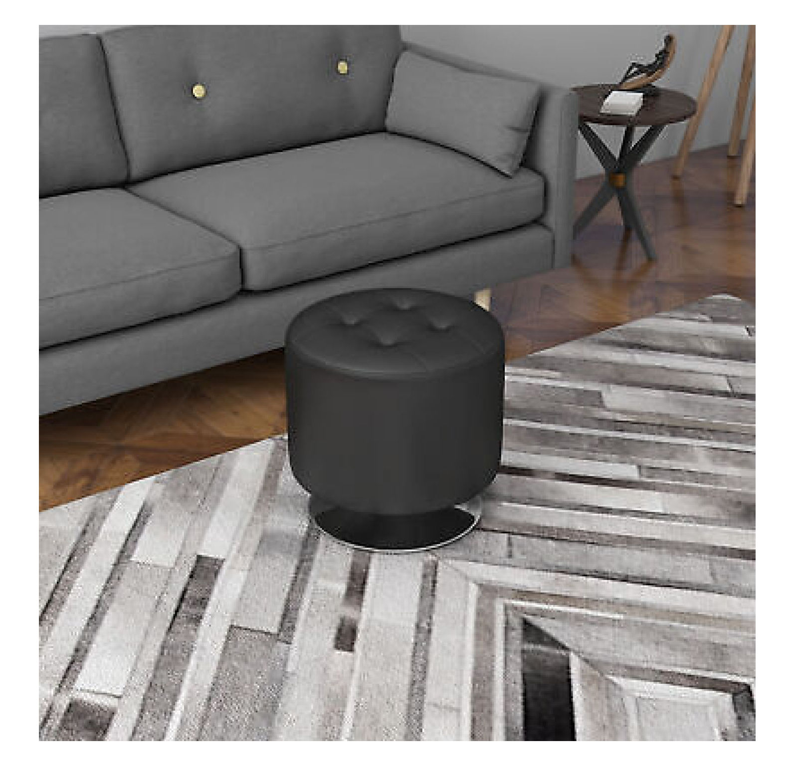 ‎Studyli 360° Swivel Foot Stool Round PU Ottoman w/ Thick Padding and ...