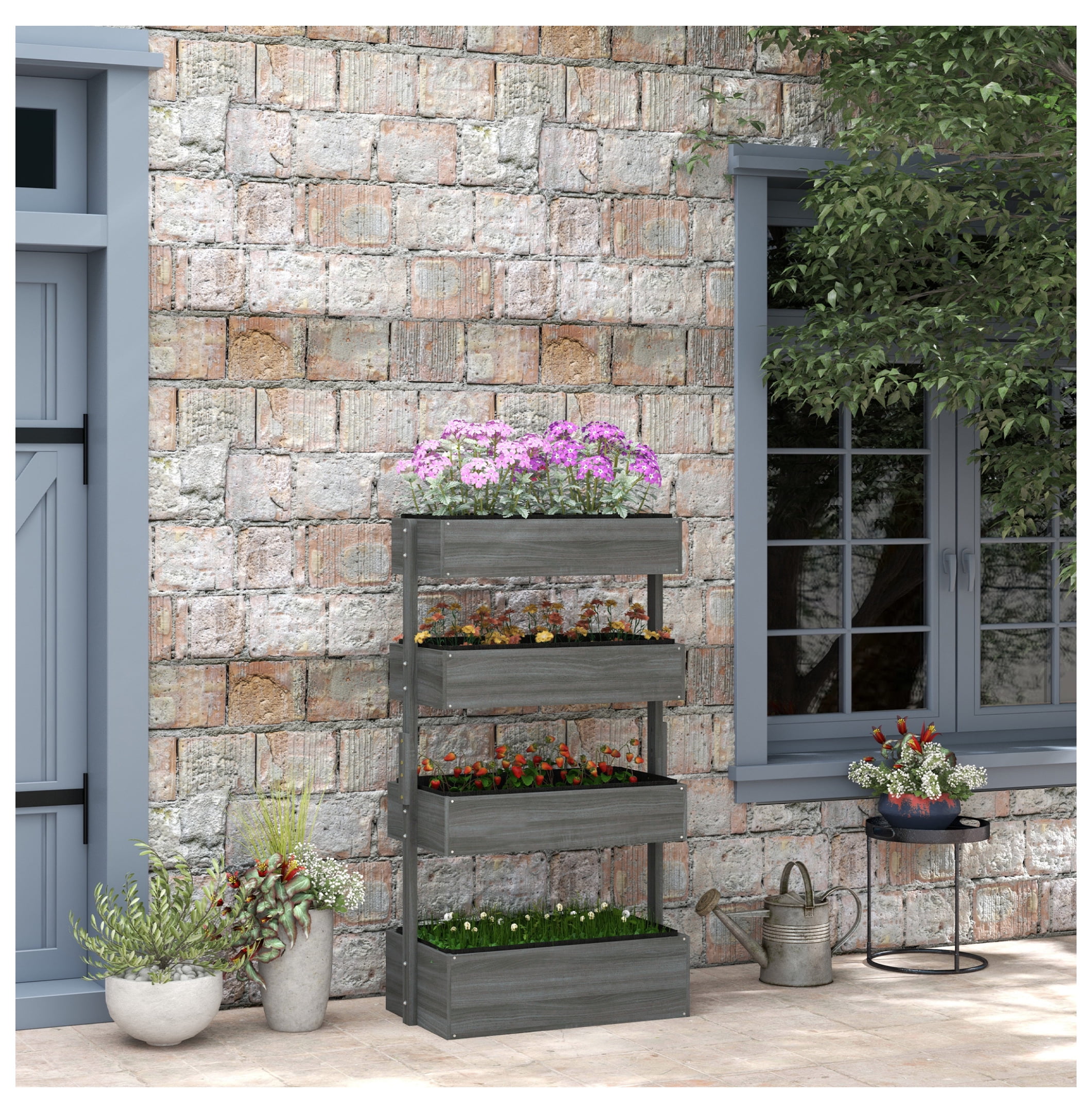 ‎Studyli 4-Tier Raised Garden Bed Vertical Flower Pots Rack w/ Angle ...