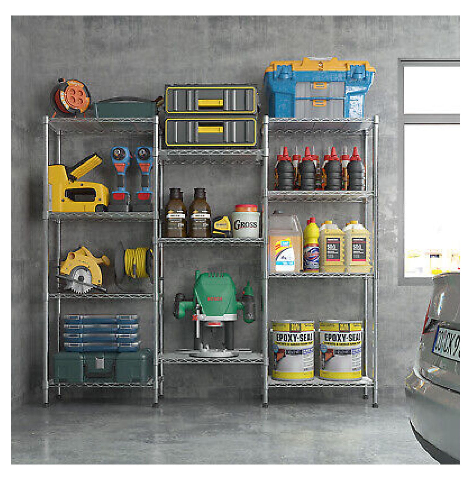 ‎Studyli 4 Tiers Adjustable Garage Wire Storage Shelf Heavy Duty Rack ...