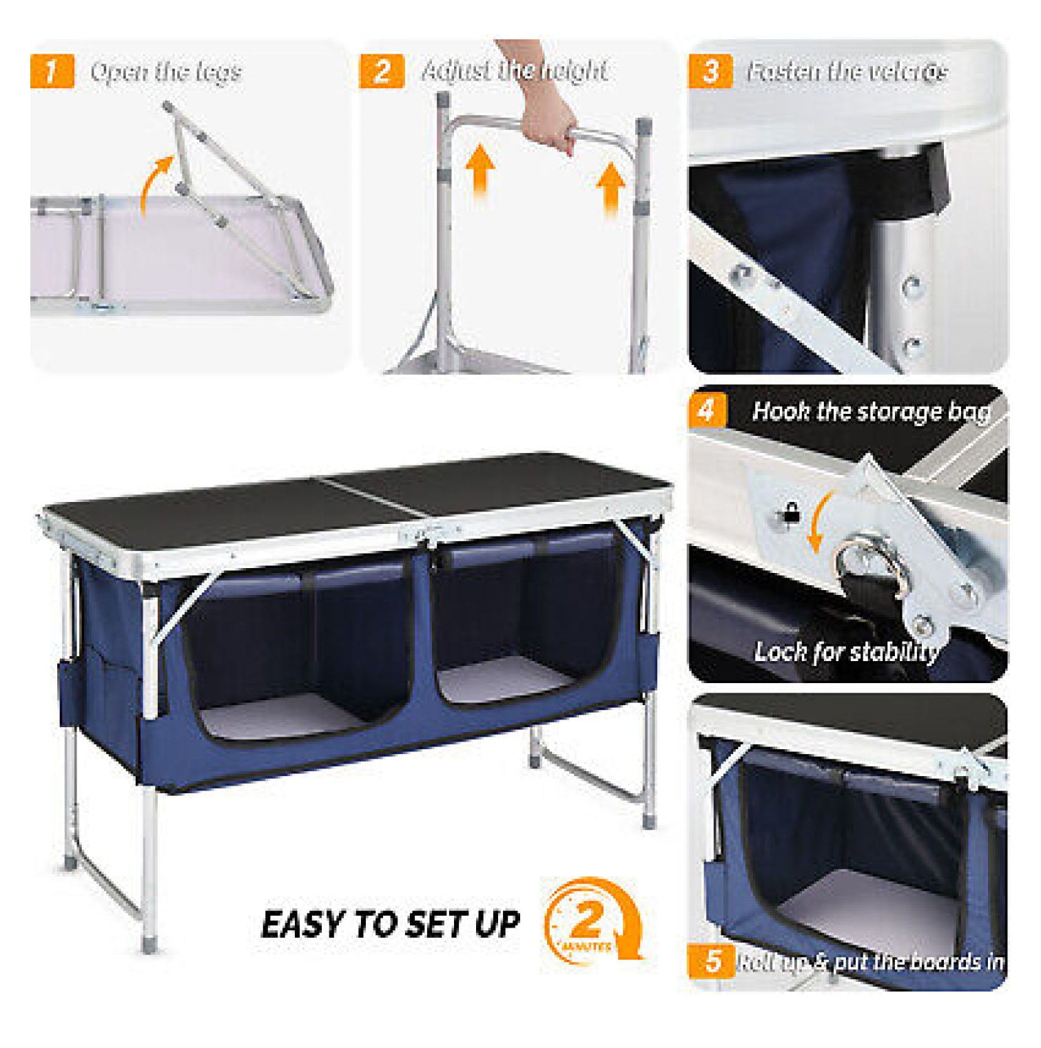‎Studyli 4ft Camping Kitchen Table Folding Portable Cook Station 3 ...