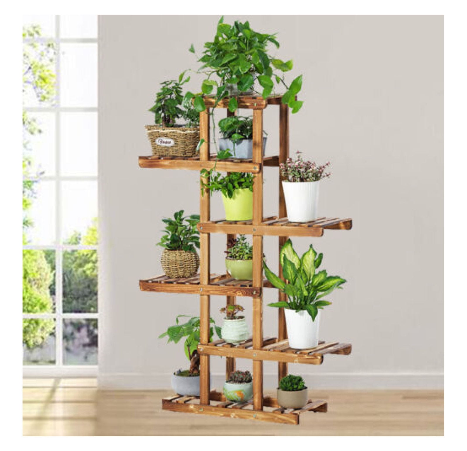 ‎Studyli 6 Tier Corner Wooden Plant Stand Ladder Flower pot Display ...