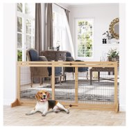 Richell Freestanding Dog Gate, Brown, Large, 71.30"L x 17.70"W x 20.10 ...