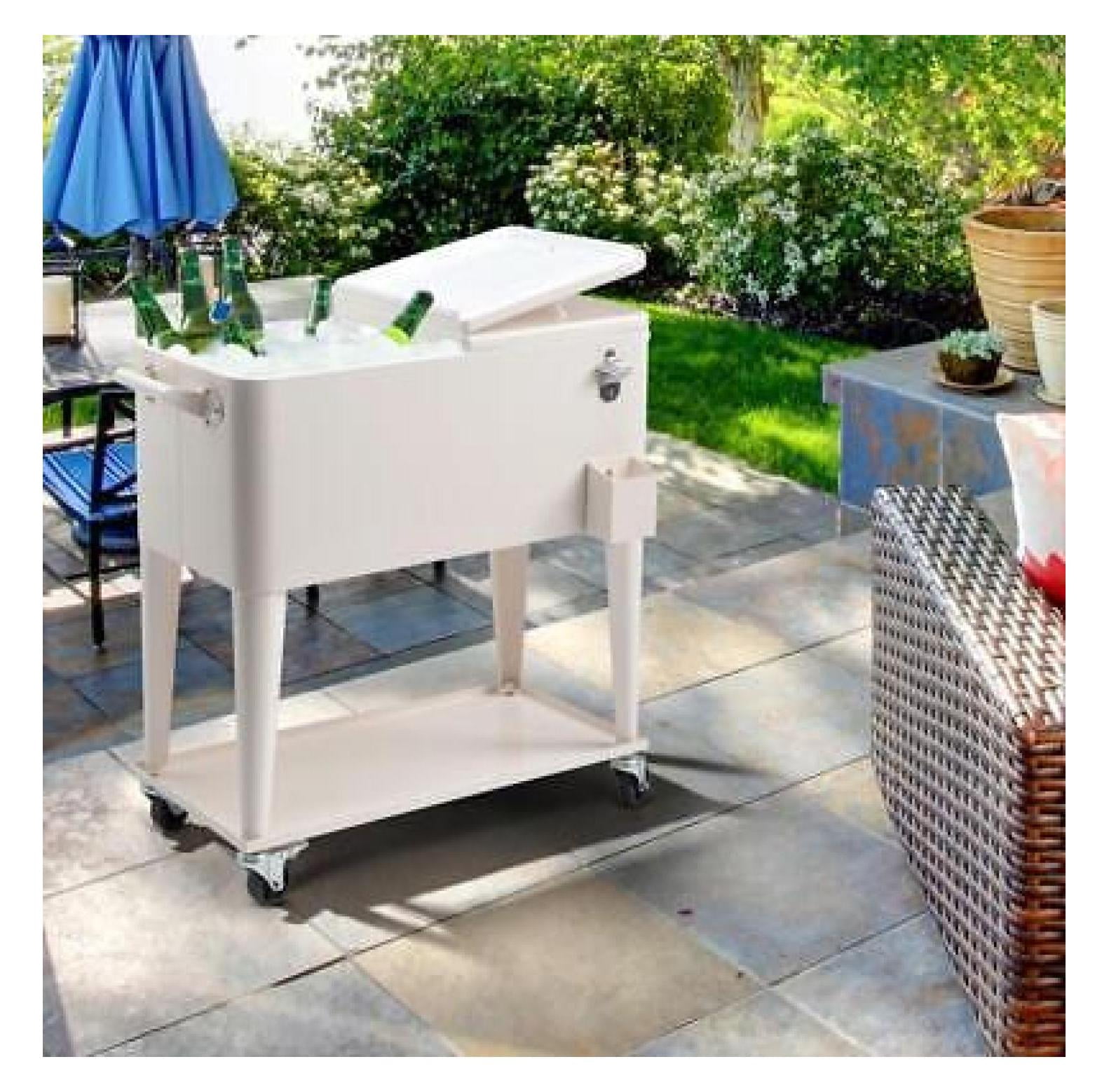 ‎Studyli 80 Quart Rolling Cooler Cart Camping Beverage Cart Ice Beer ...