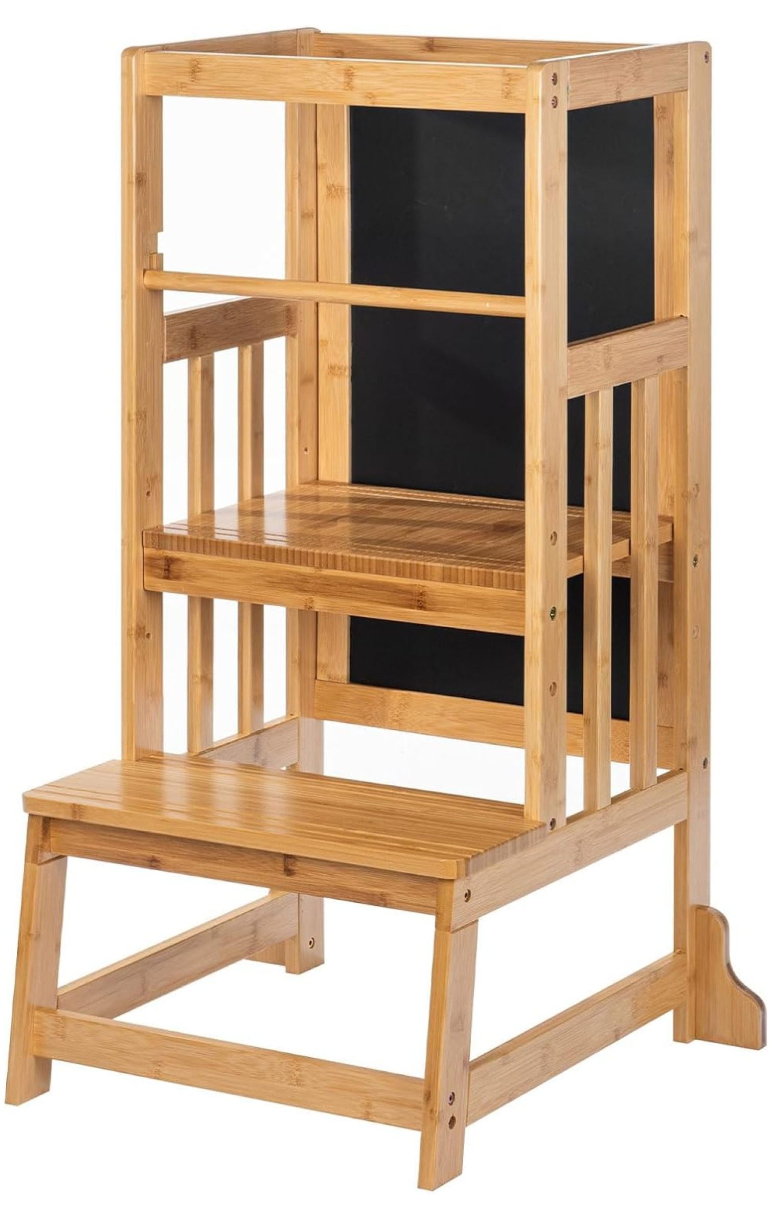 ‎Studyli Bamboo Adjustable Height Kids Learning Step Stool, Toddler ...