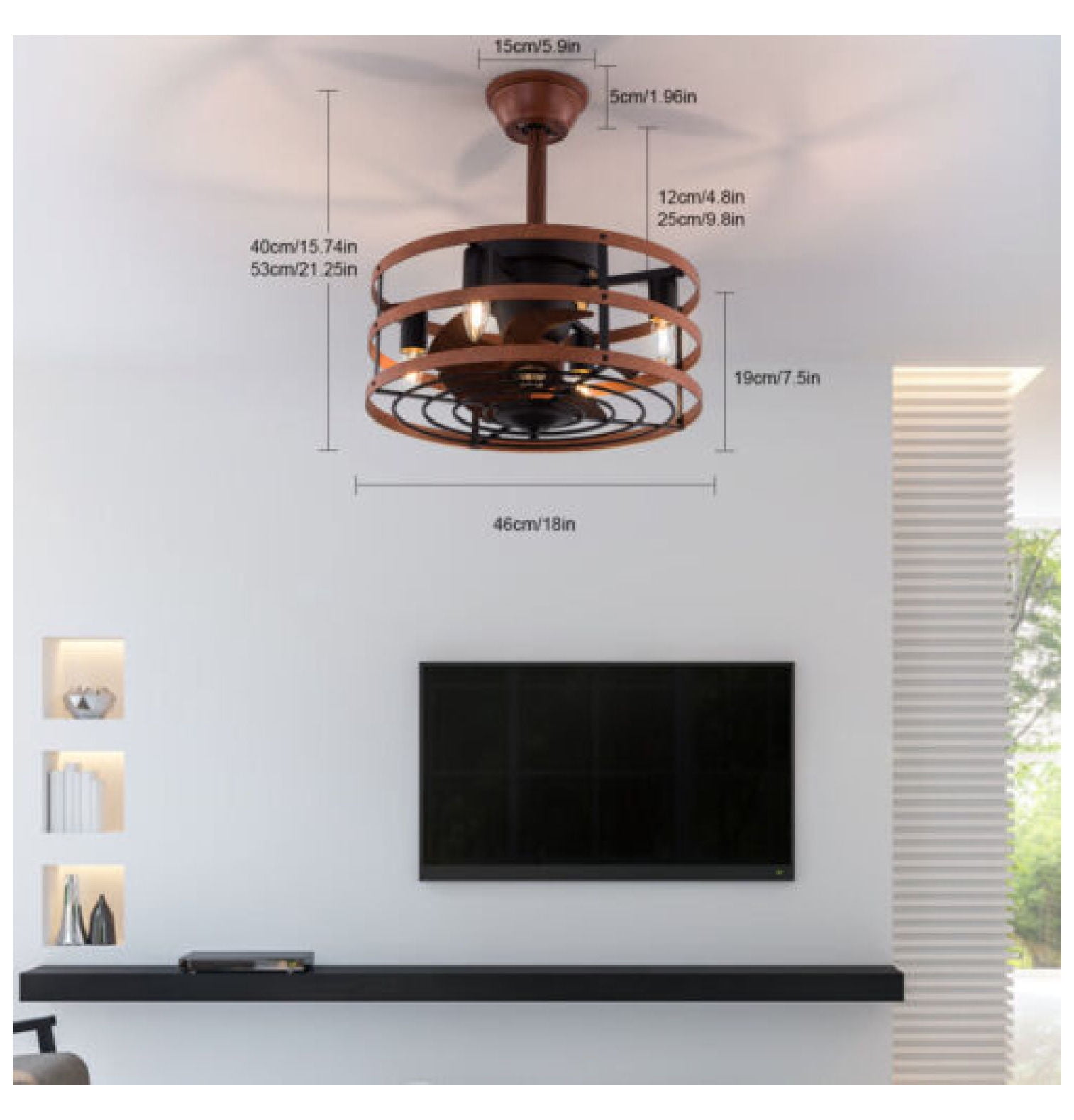 ‎Studyli Bladeless Fan Light Fan 3 Wind Speed Ceiling Fan Lamp Control ...