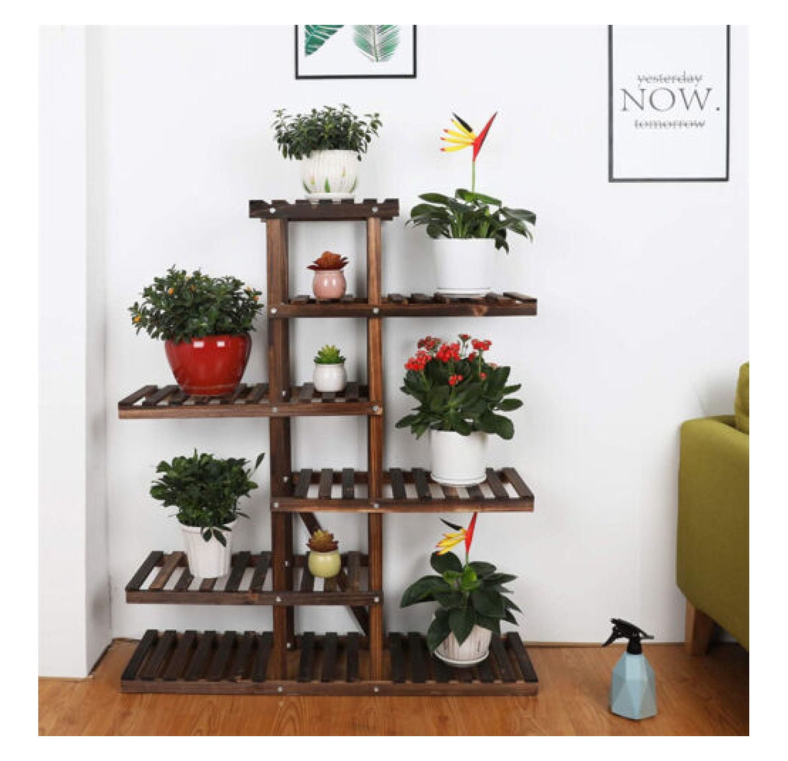 Studyli Carbonized Wood Plant Stand 6 Tier Vertical Shelf Flower ... Studyli Carbonized Wood Plant Stand 6 Tier Vertical Shelf Flower ...