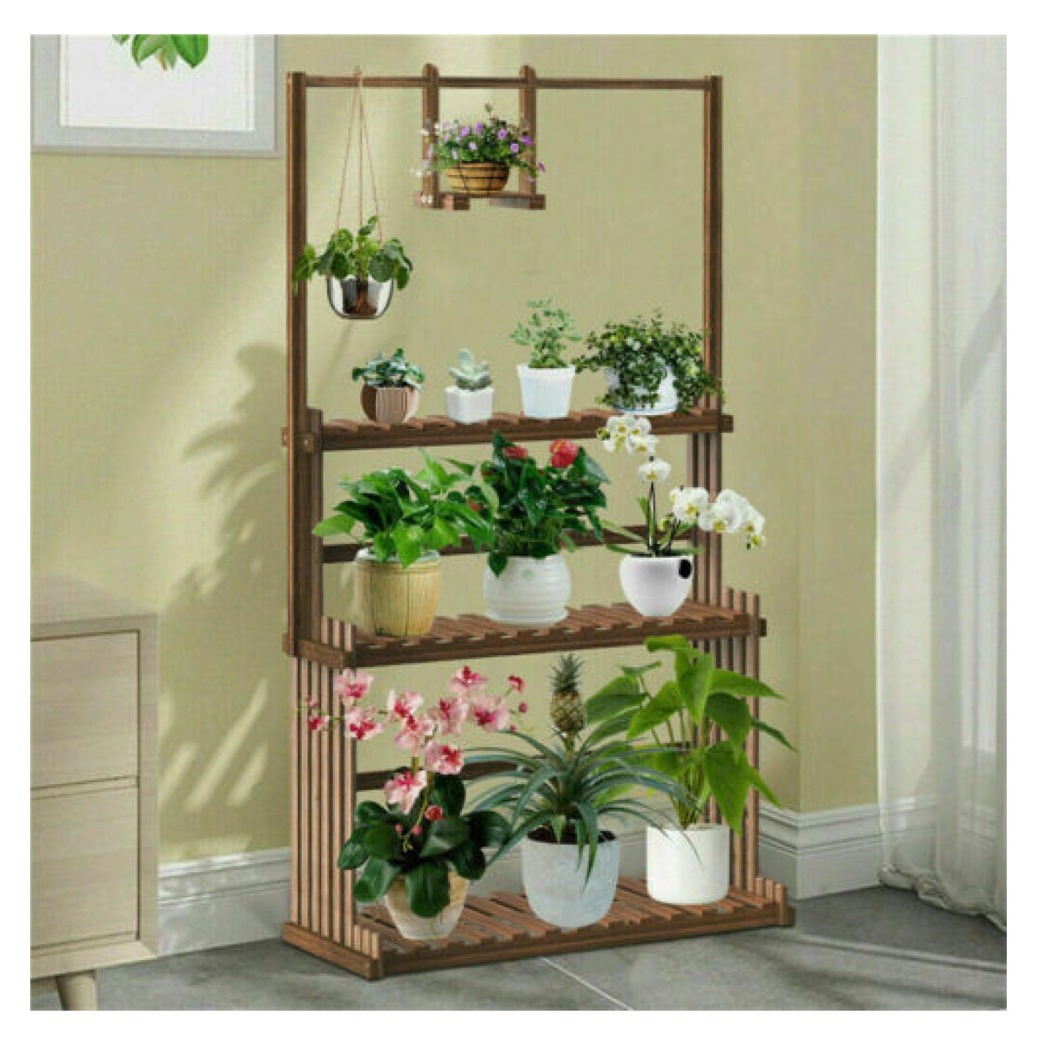 ‎Studyli Extra Large Wood Plant Stand Flower Steady Carbonized Rack ...