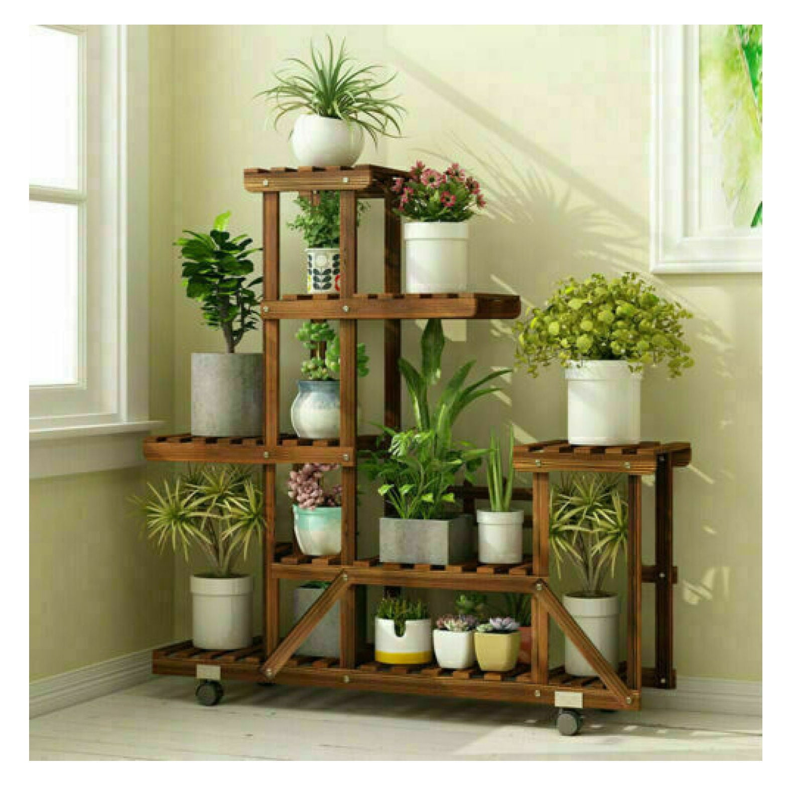 ‎Studyli Extra Large Wood Plant Stand Flower Steady Carbonized Rack ...