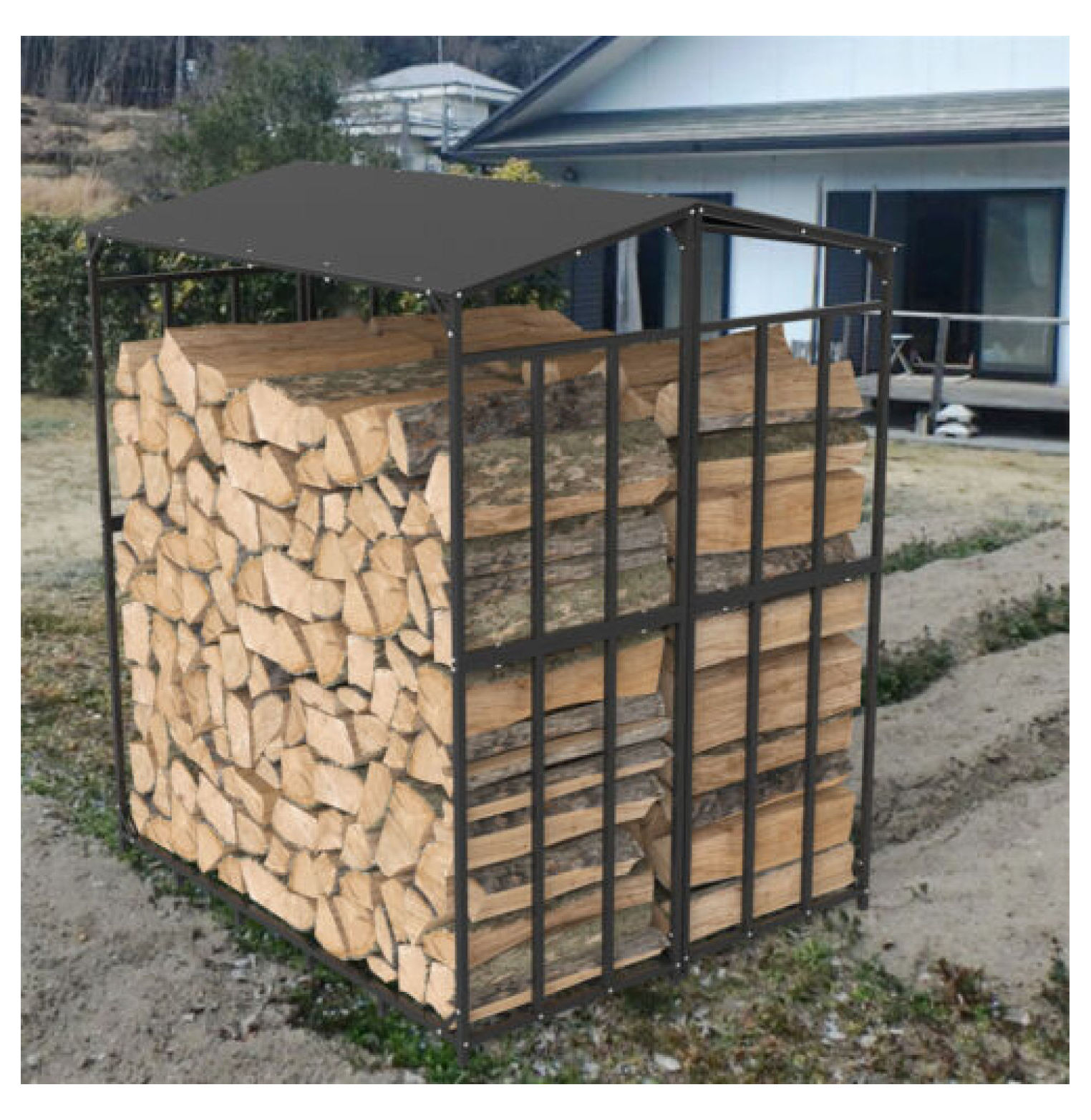 ‎Studyli Heavy Duty Outdoor Firewood Storage Log Rack Metal Firewood ...