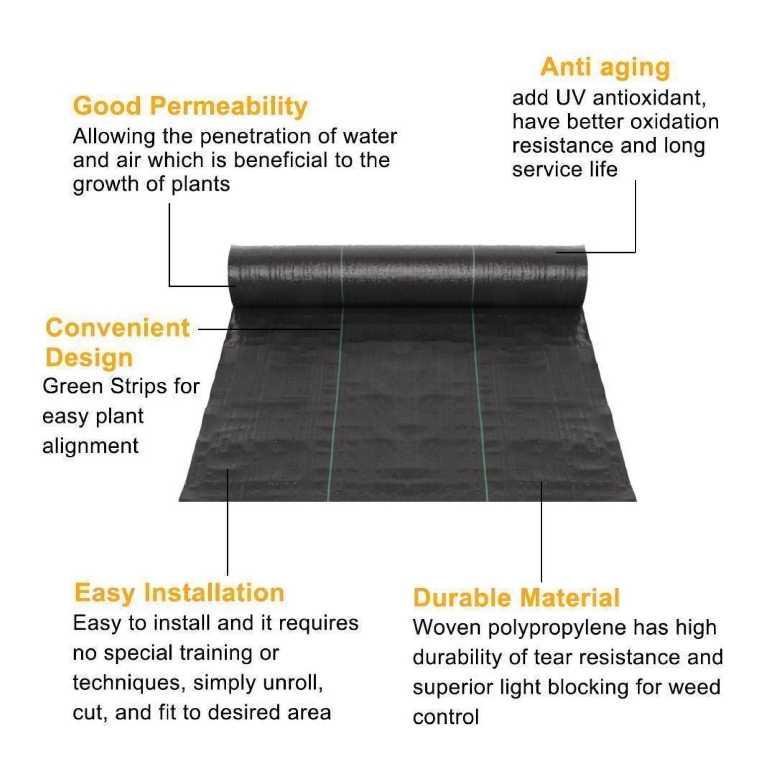 ‎Studyli Heavy Duty Weed Barrier Landscape Fabric Woven Ground Cover ...