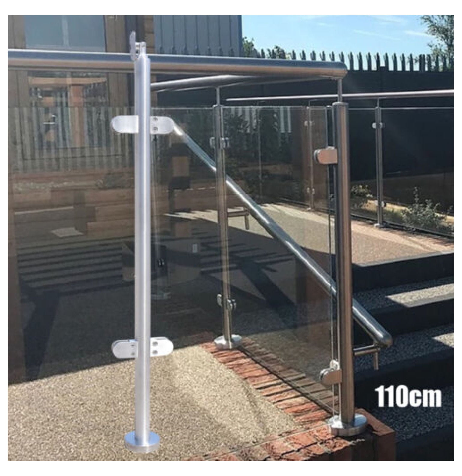 ‎Studyli High Glass Balustrade Railing Post 110cm Glazing 316 Stainless ...