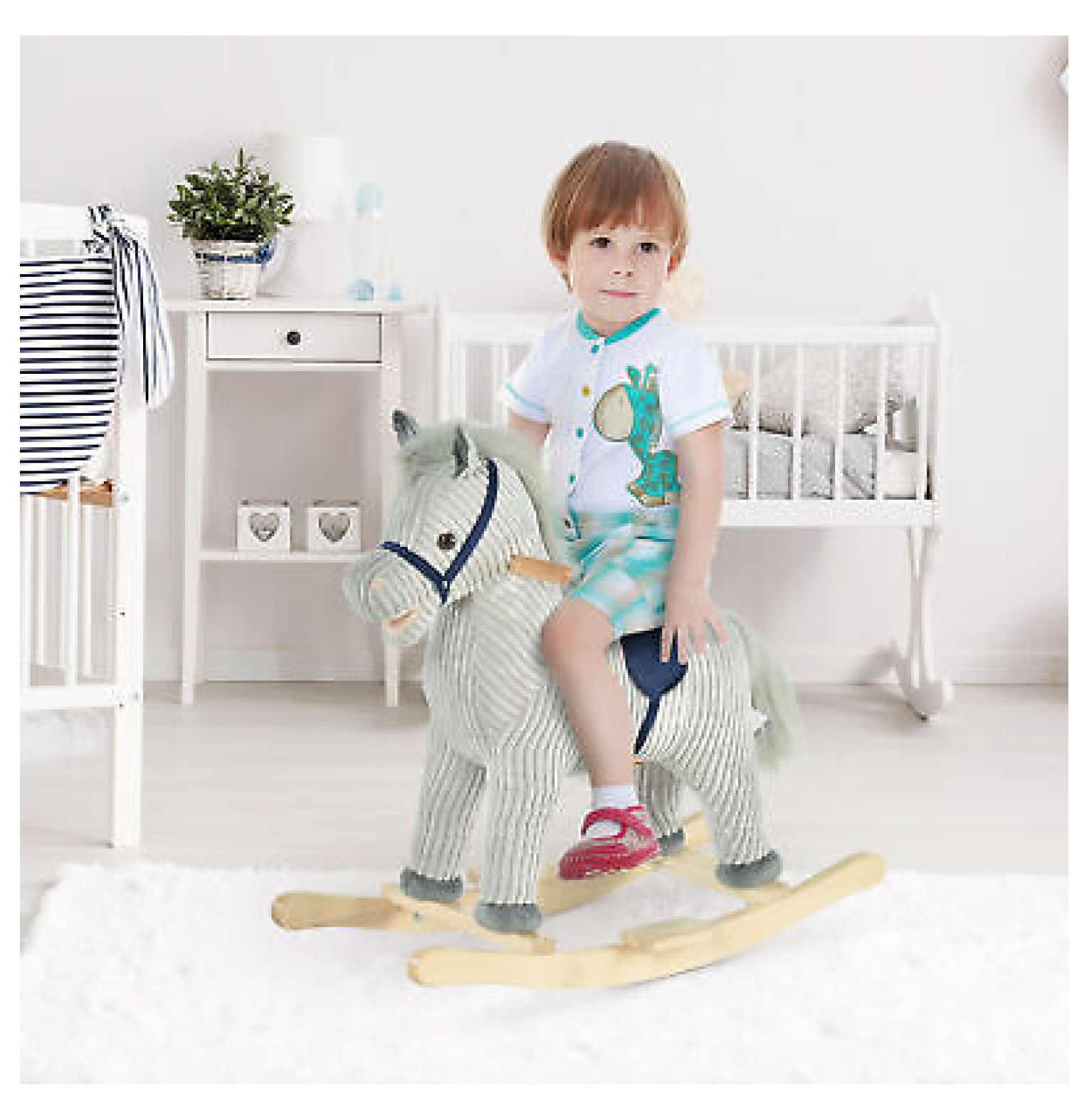 ‎Studyli Kids Rocking Horse Plush Ride on Horse Toddler Rocker for 36 ...