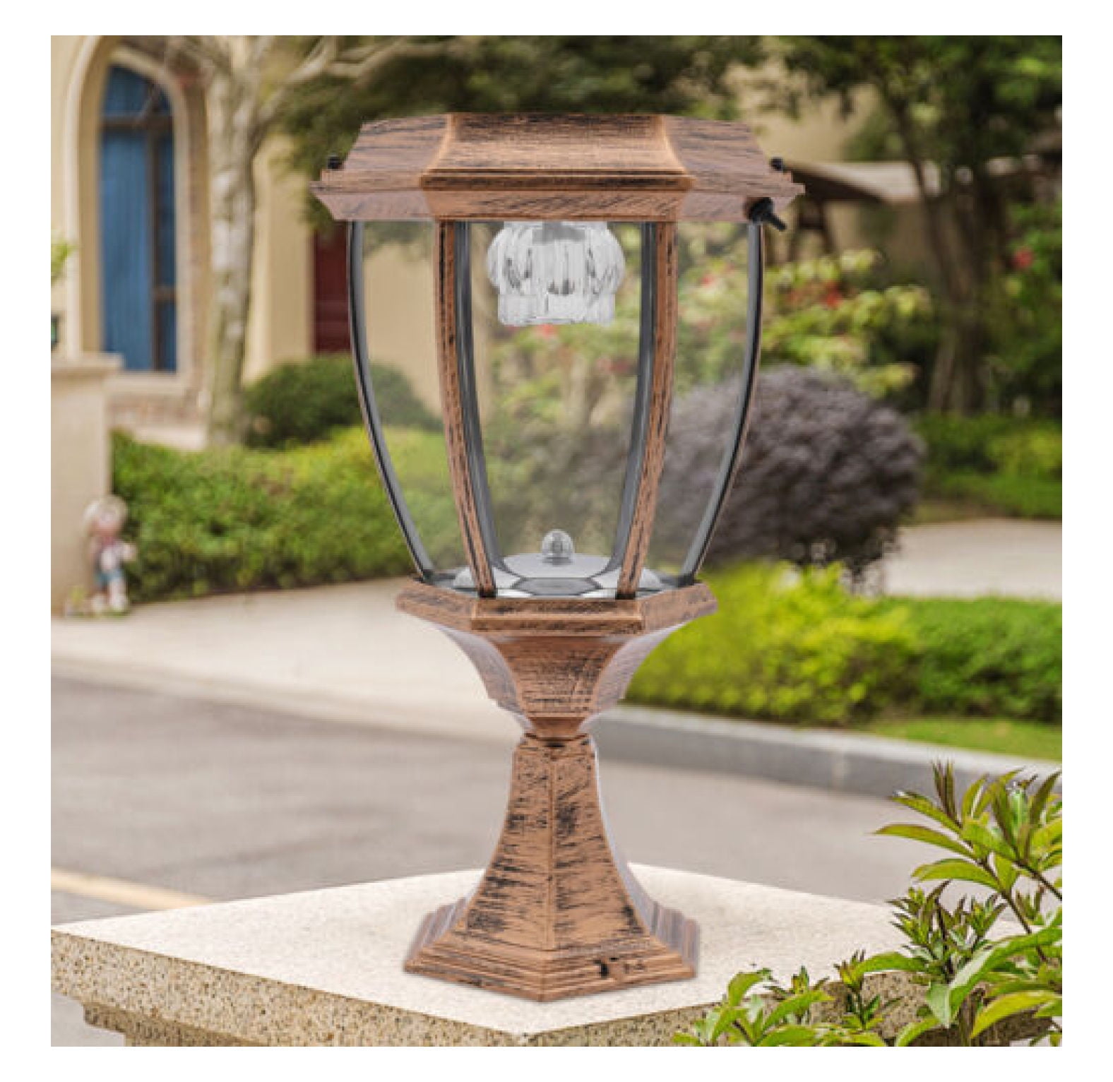‎Studyli LED Exterior Solar Powered Pillar Light Garden Yard Lantern ...