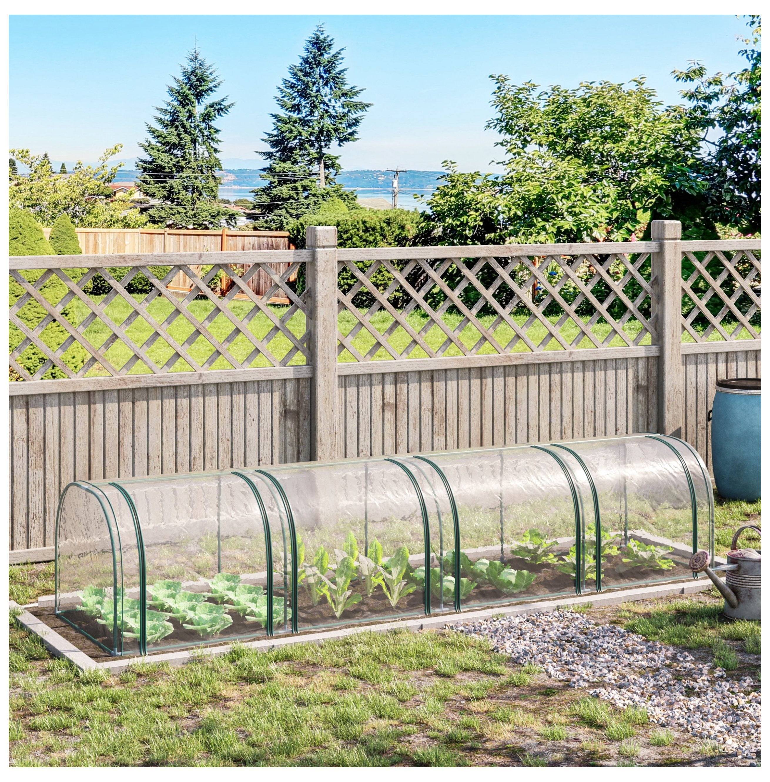 ‎Studyli Large Transparent PVC Tunnel Greenhouse Green Grow House Steel ...