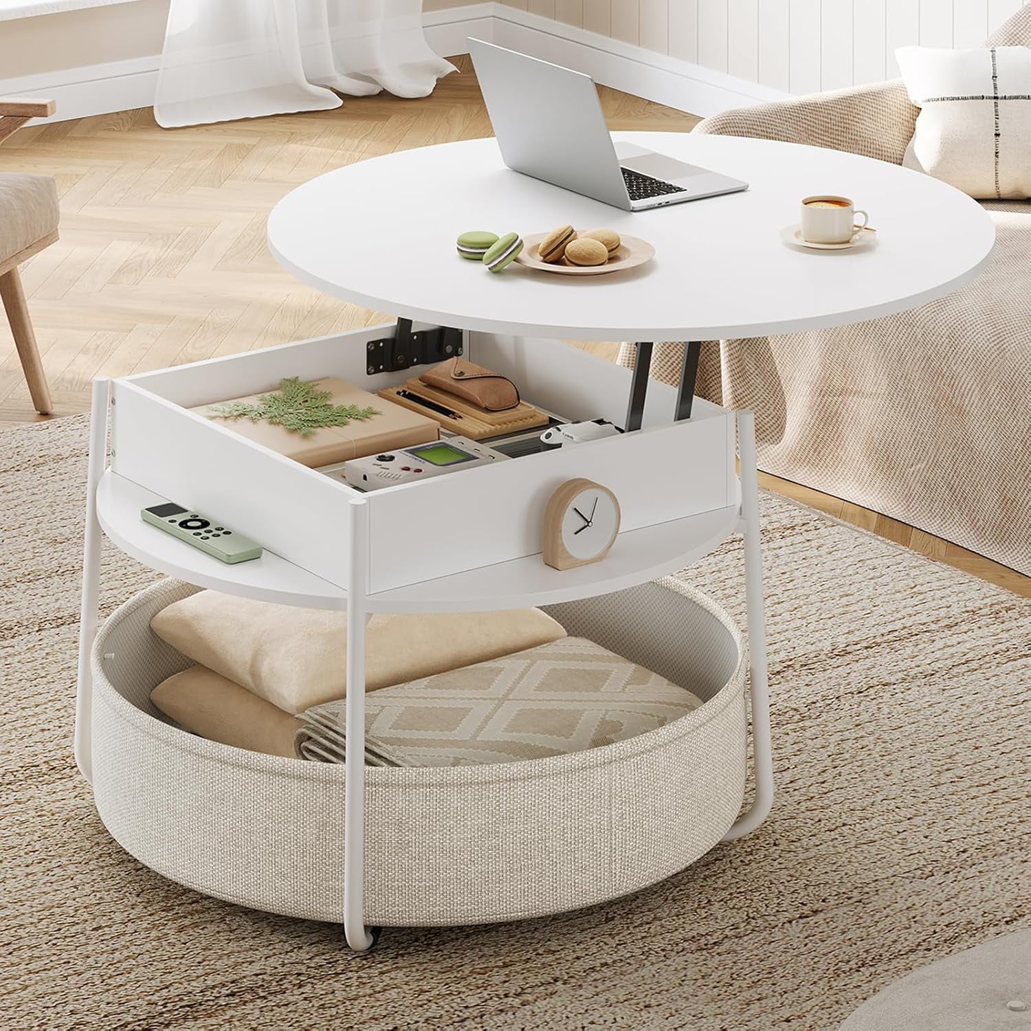Studyli.Lift Top Coffee Table with Storage, Round Coffee Tables for ...