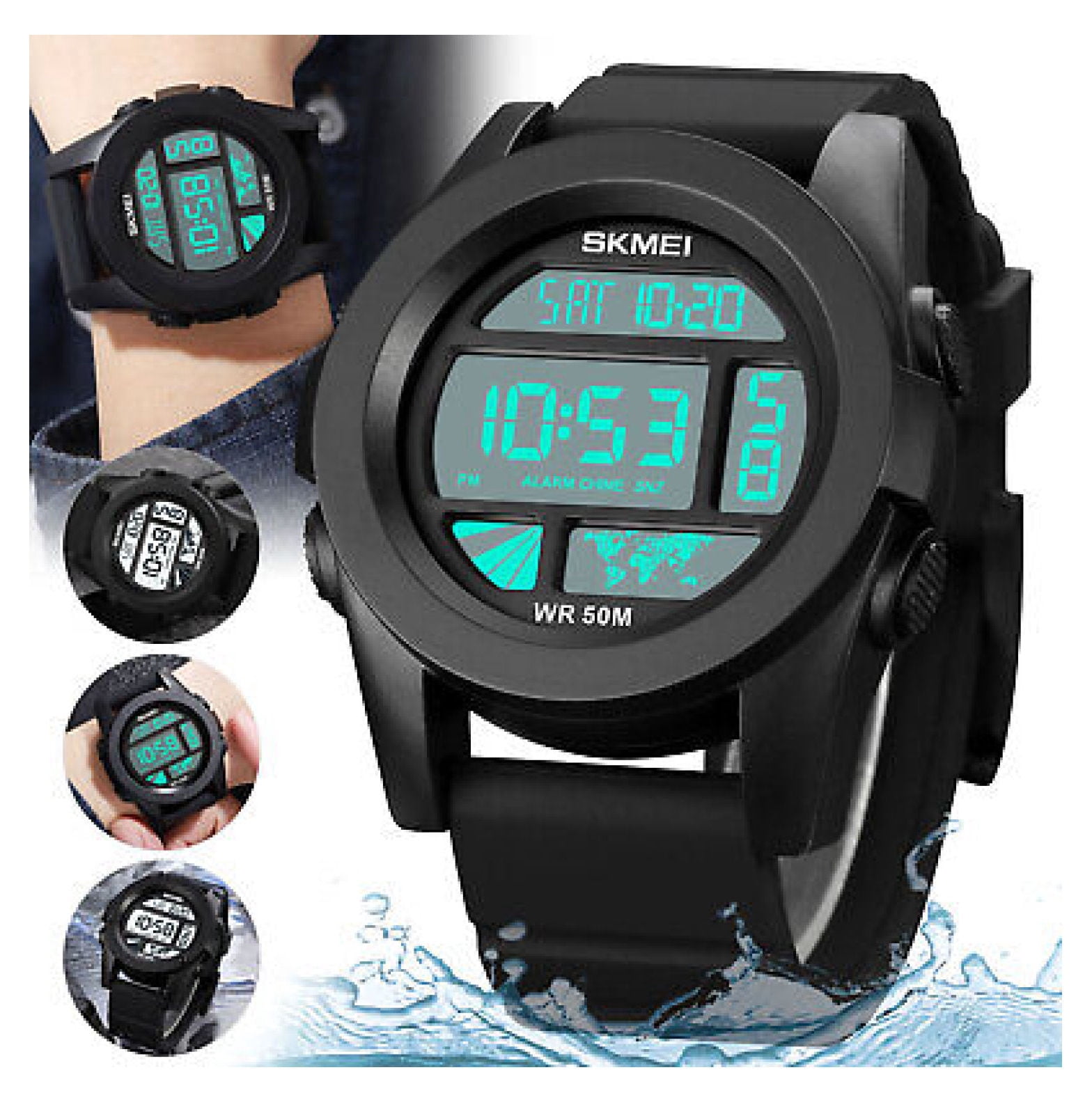 ‎Studyli Mens Sport Military Watches Digital Movement LED Backlight ...