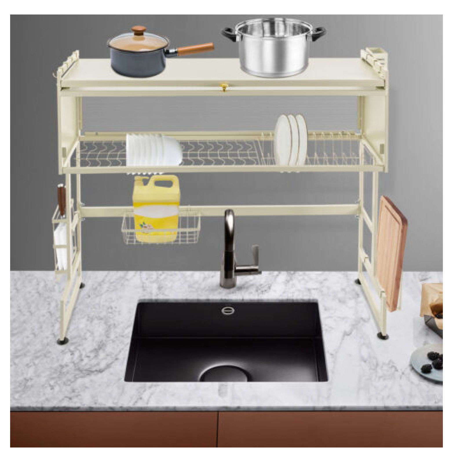 ‎Studyli Over The Sink Dish Drying Rack 2 Tier White Above Sink ‎Studyli Sink,95CM - Walmart.com