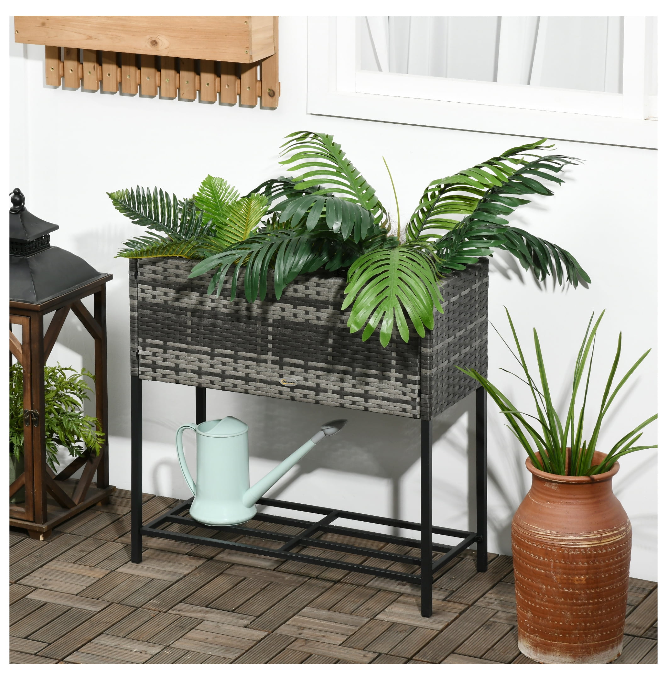 ‎Studyli PE Rattan Wicker Raised Flower Vegetables Planter Rack Shelf ...