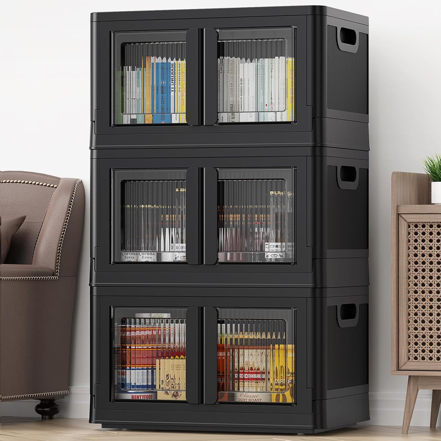 ‎Studyli Plastic Storage Bins With Lids, Stackable Storage Containers ...