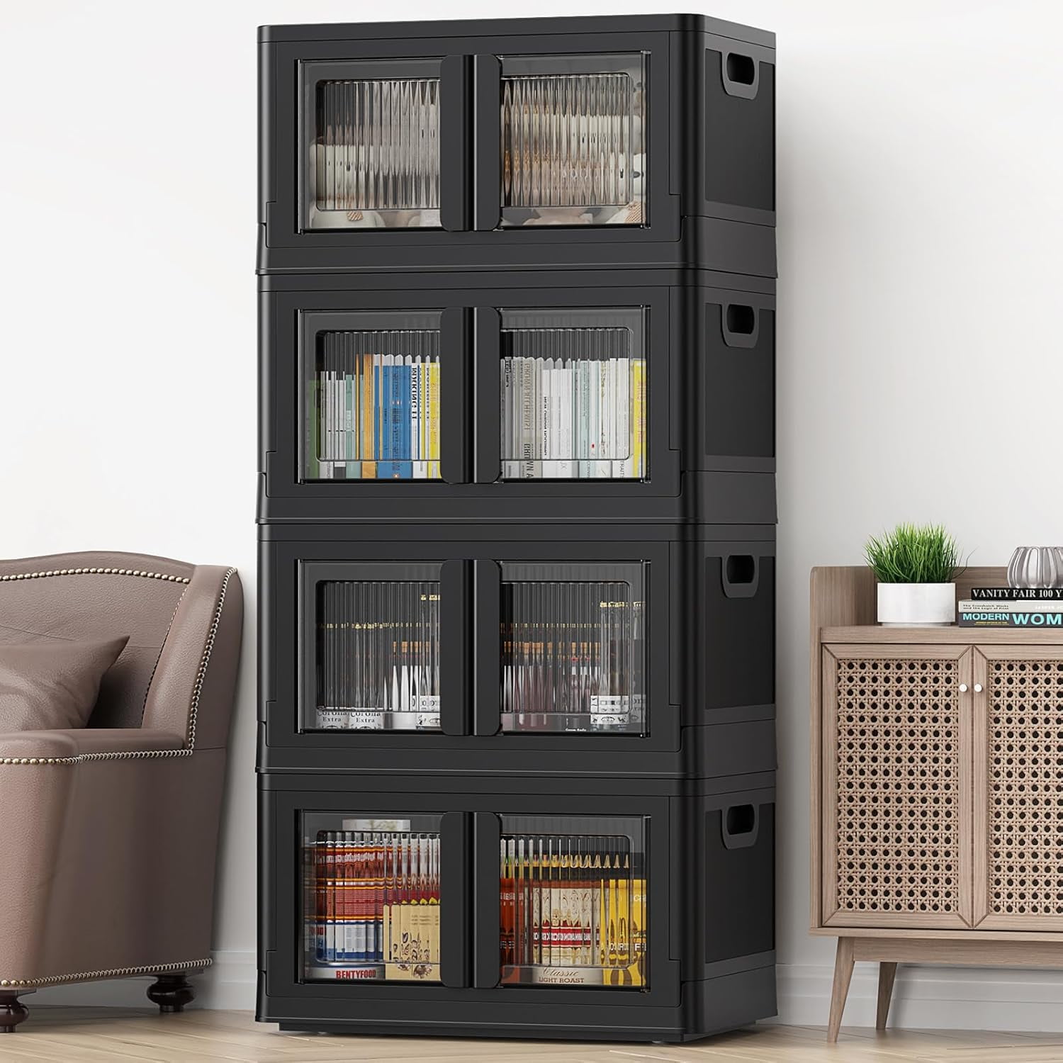 ‎Studyli Plastic Storage Bins With Lids, Stackable Storage Containers ...