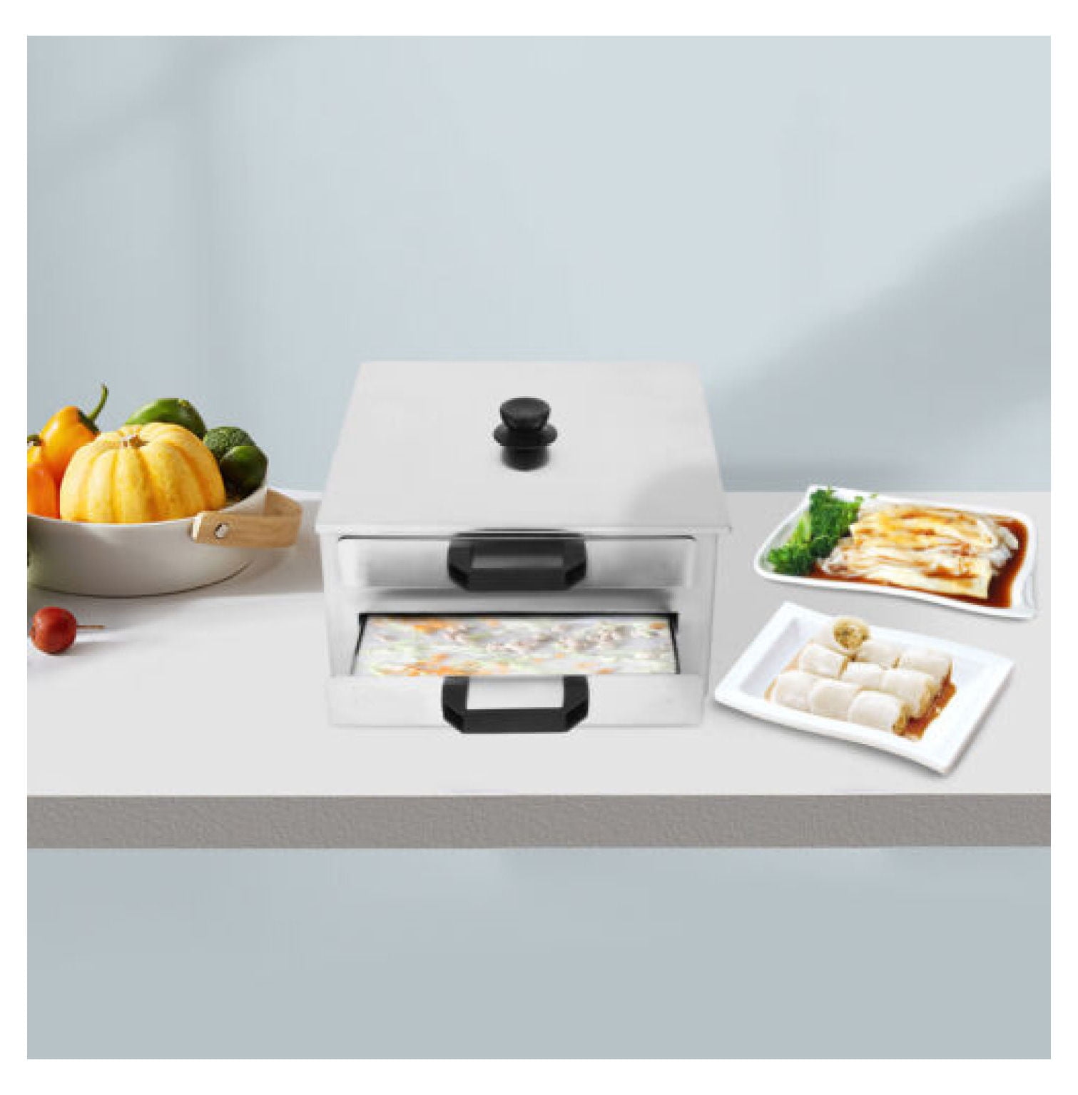 ‎Studyli Stainless Steel Steamed Vermicelli Roll Steamer Rice Noodle ...