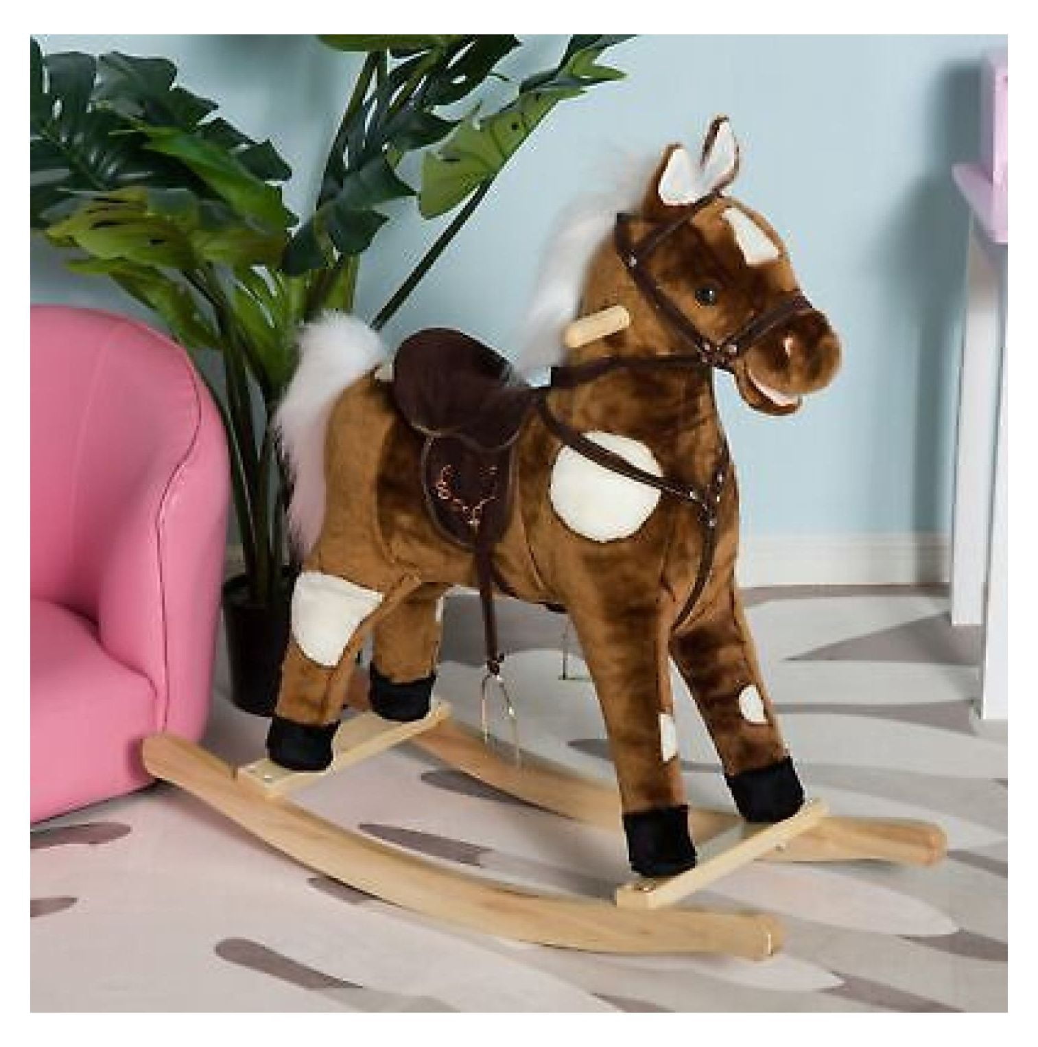 ‎Studyli ‎Studyli Children Rocking Plush Horse Ride on Toy Toddler Pony ...
