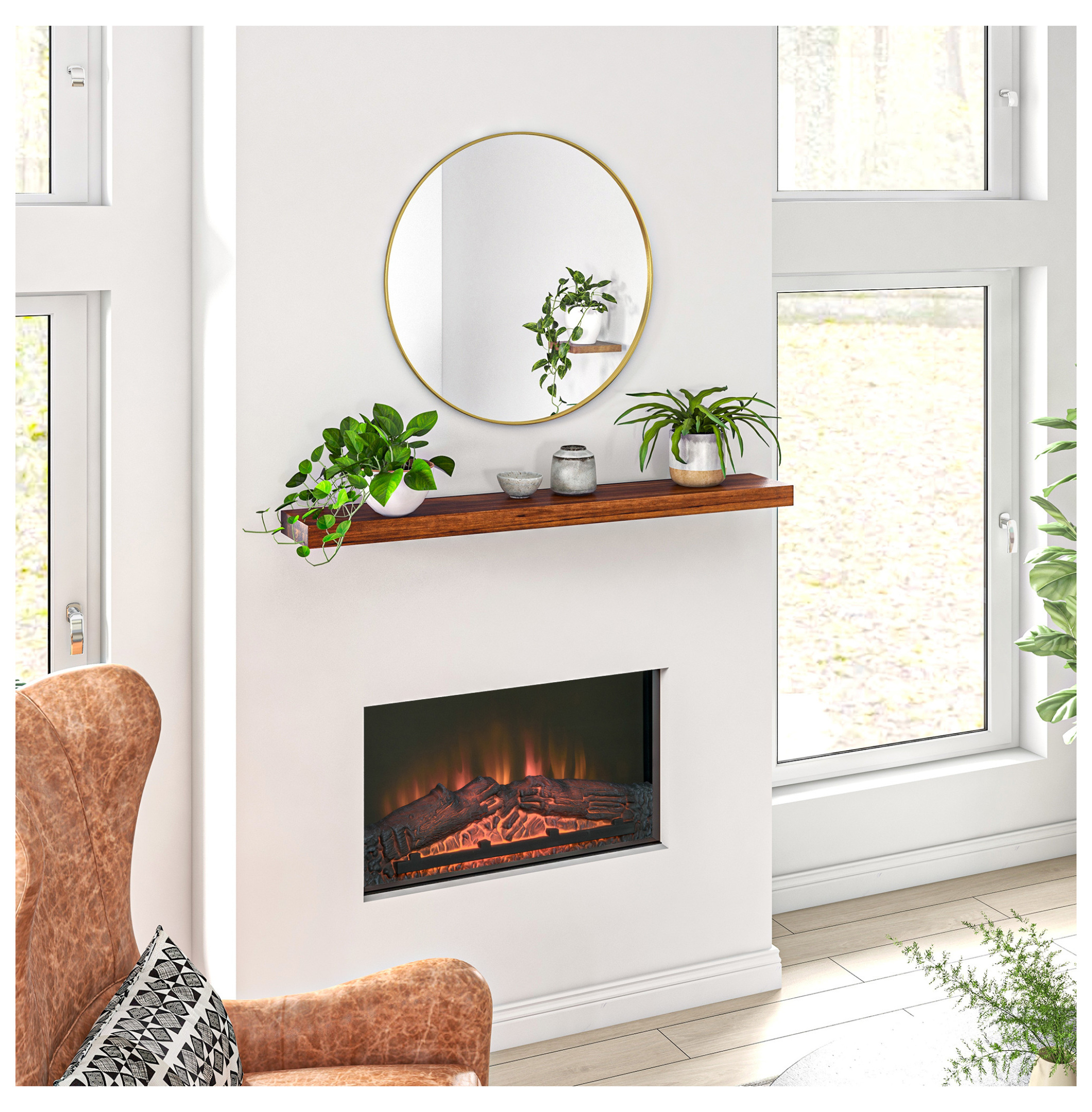 Studyli Studyli" Fireplace Mantel, Handmade Fir Wood Floating Shelf ...