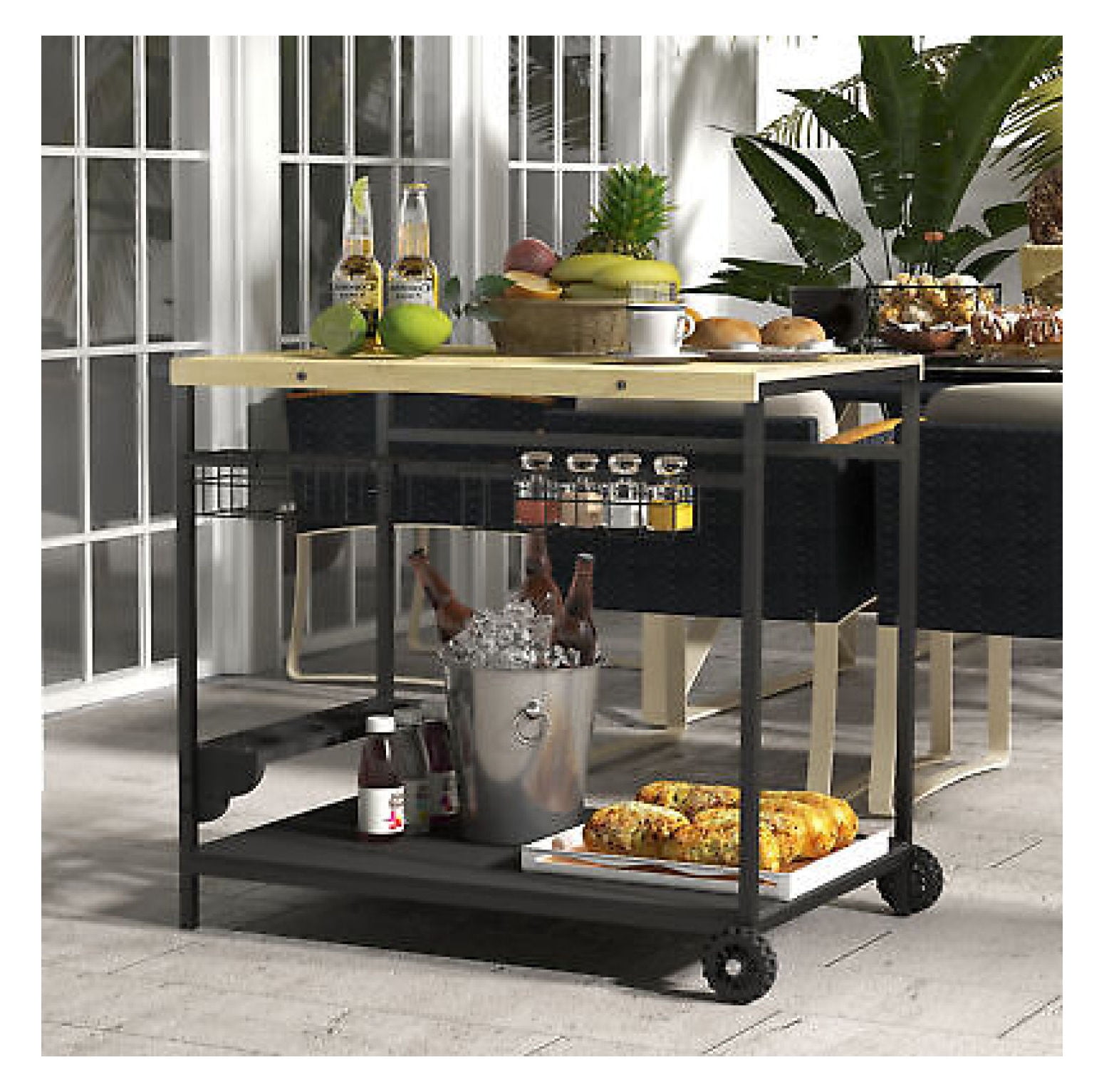 ‎Studyli Studyli Outdoor Bar Cart Patio Serving Cart with Wine Holders ...