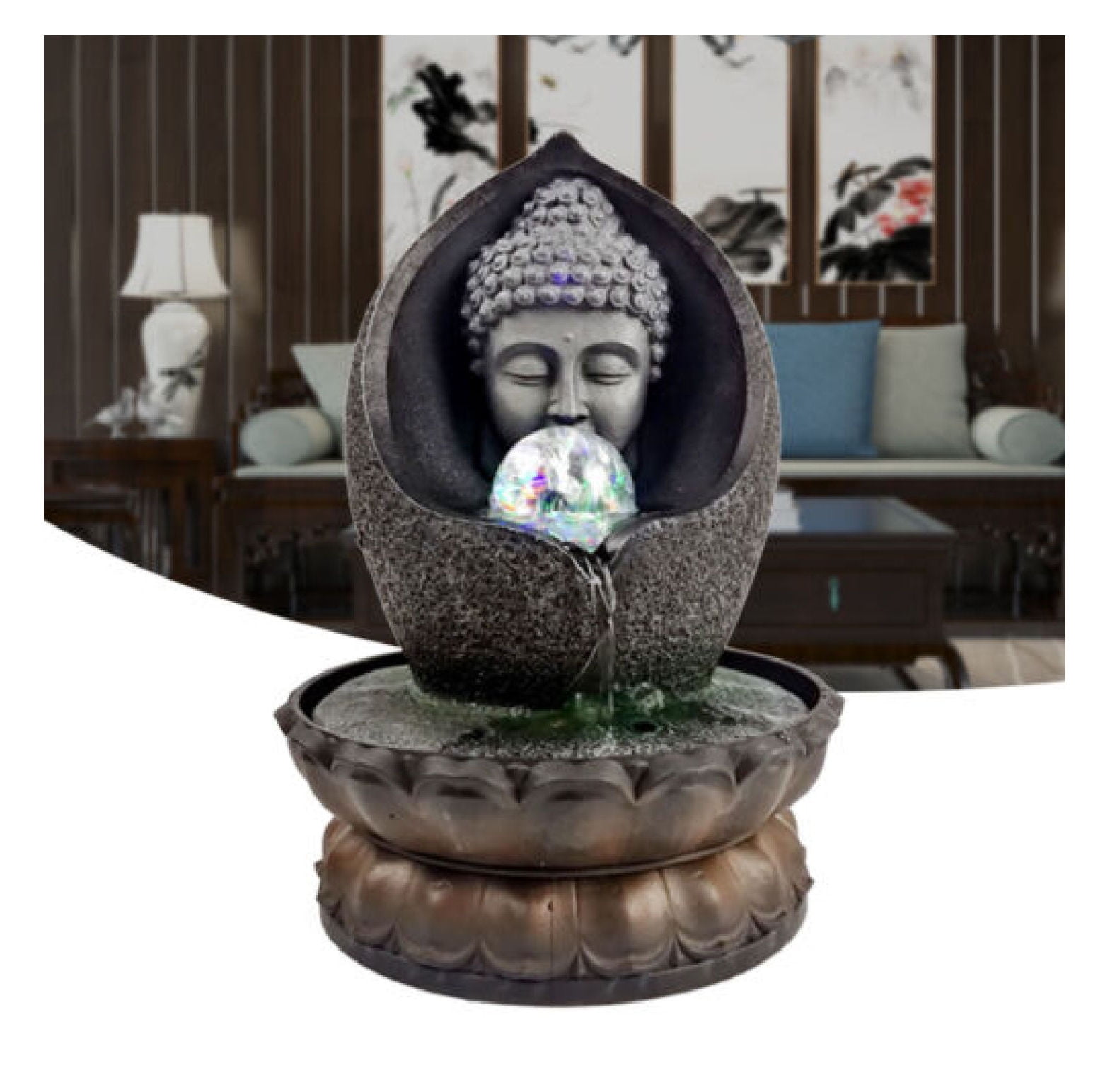 ‎Studyli Water Fountain Ornaments Buddha Zen Indoor Table Top Water ...