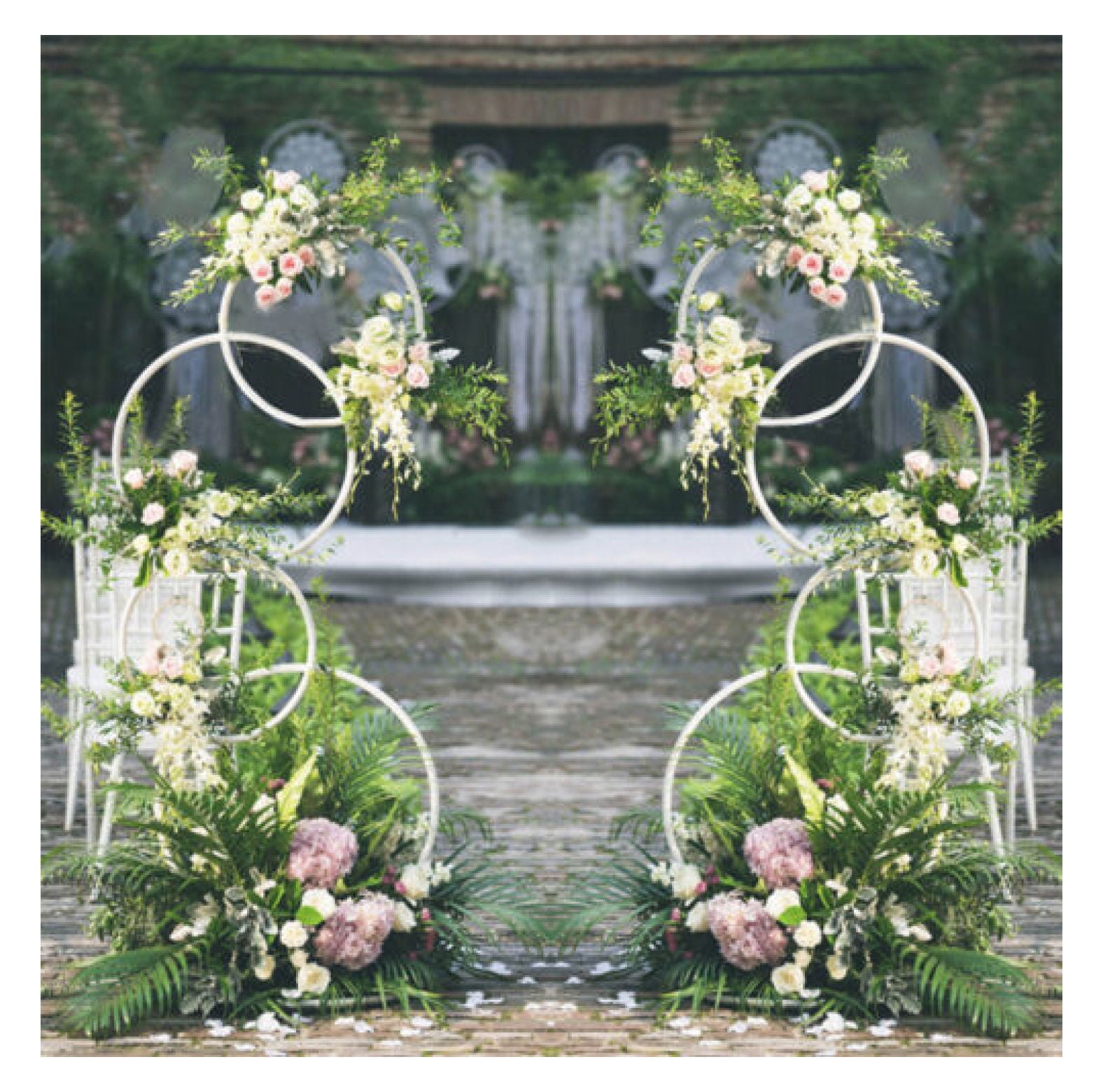 ‎Studyli Wedding Flower Display Frame Round Arch White Metal Circle ...