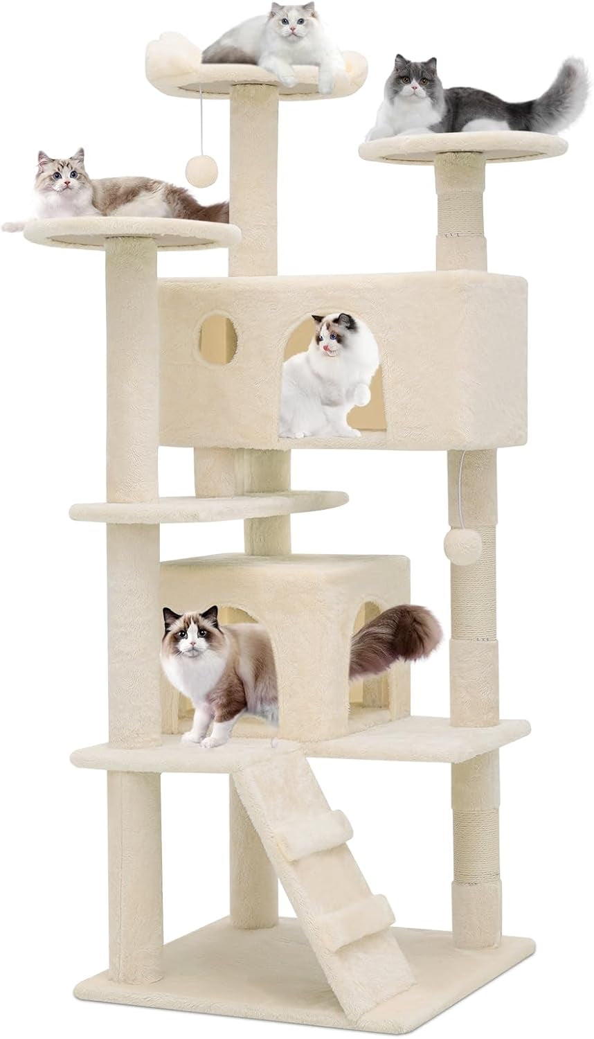 Studyli-zy Cat Tree 55" Cats Tower for Indoor Cats, Multi-Level Cat ...