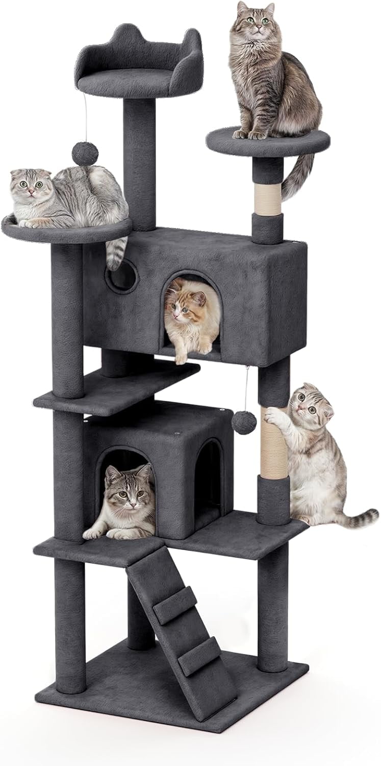 Studyli-zy Cat Tree 60" Cats Tower for Indoor Cats, Multi-Level Cat ...