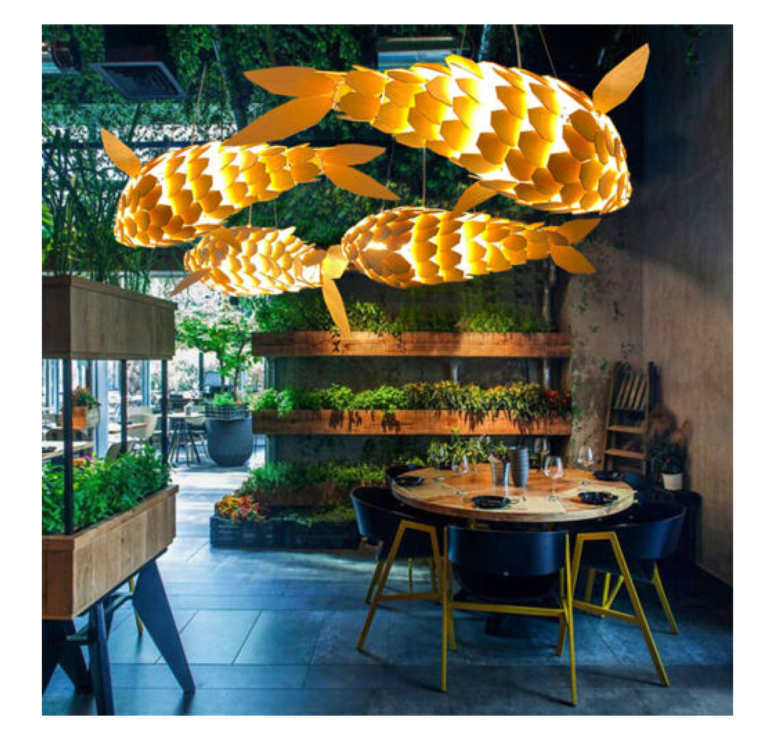 ‎StudyliAntique Fish Ceiling Pendant Light Wood Lamp Hand-woven ...
