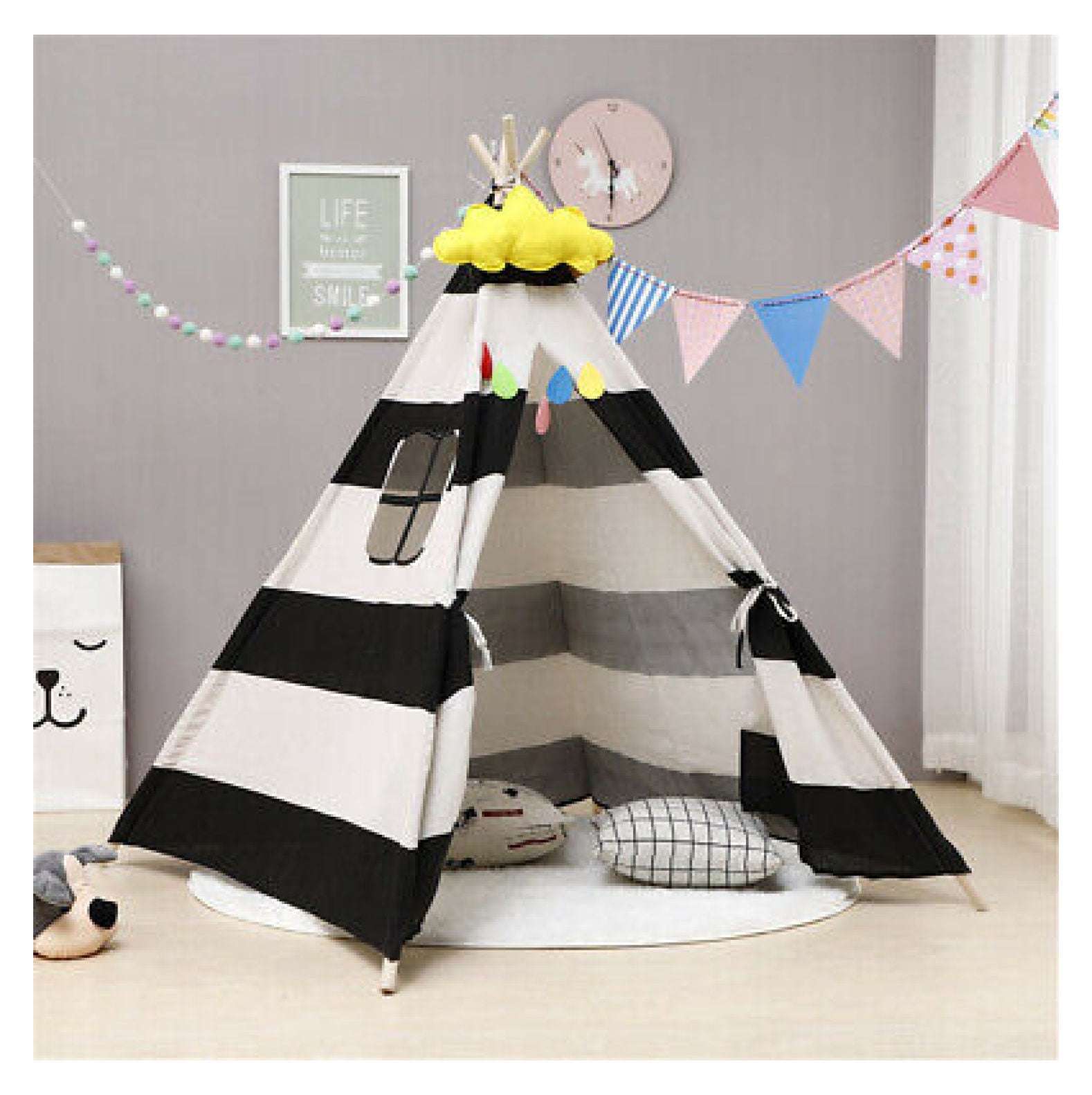 ‎StudyliLarge Kids Teepee Indoor Play Tent Cotton Canvas Children ...