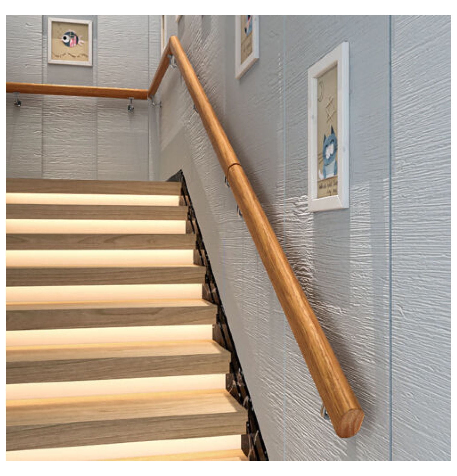 ‎StudyliWood Handrail For Steps Stair Railing Hand Rail Kit Non-Slip ...