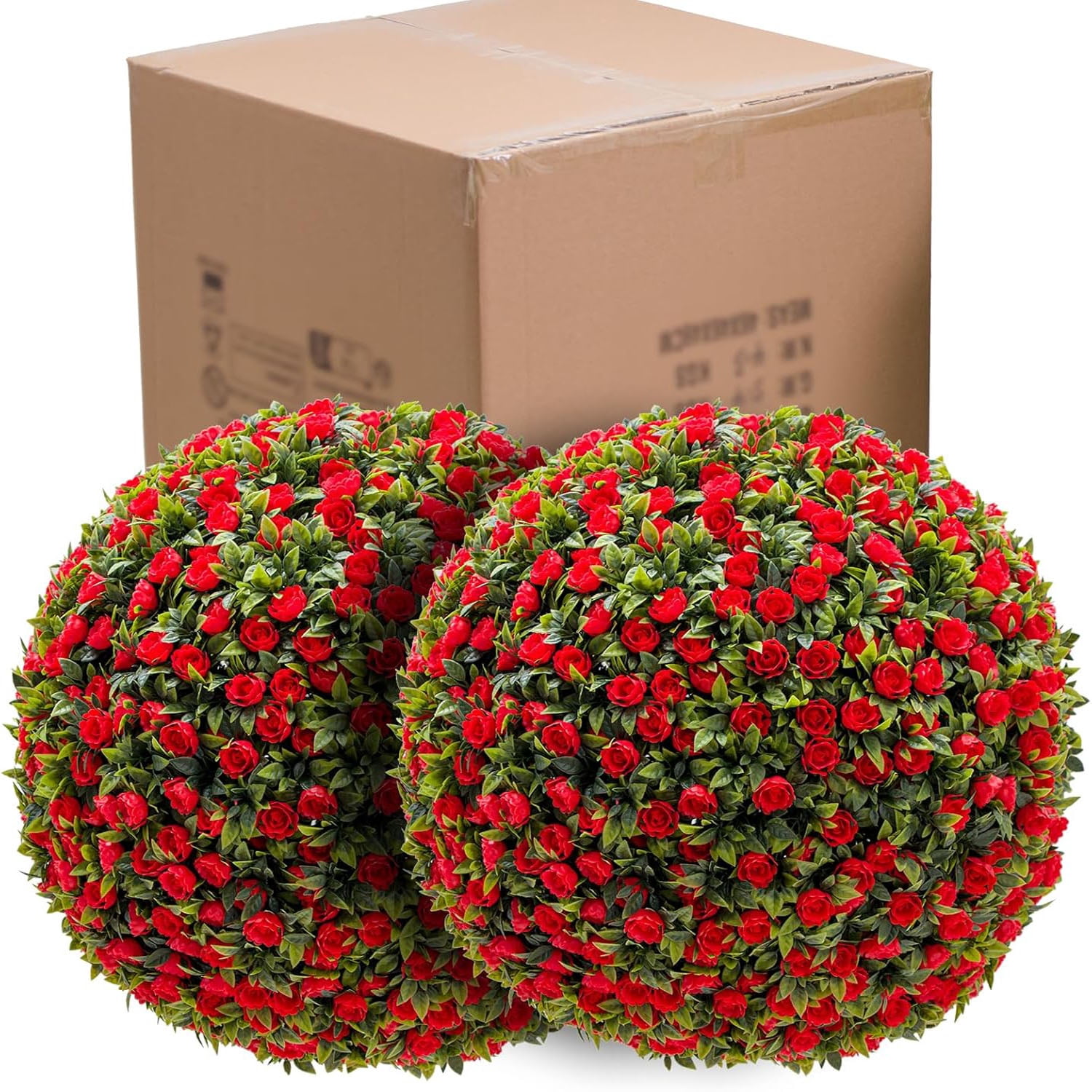Studyset 15" Flower Topiary Ball Decorative Balls 2PCS, 15" Artificial ...