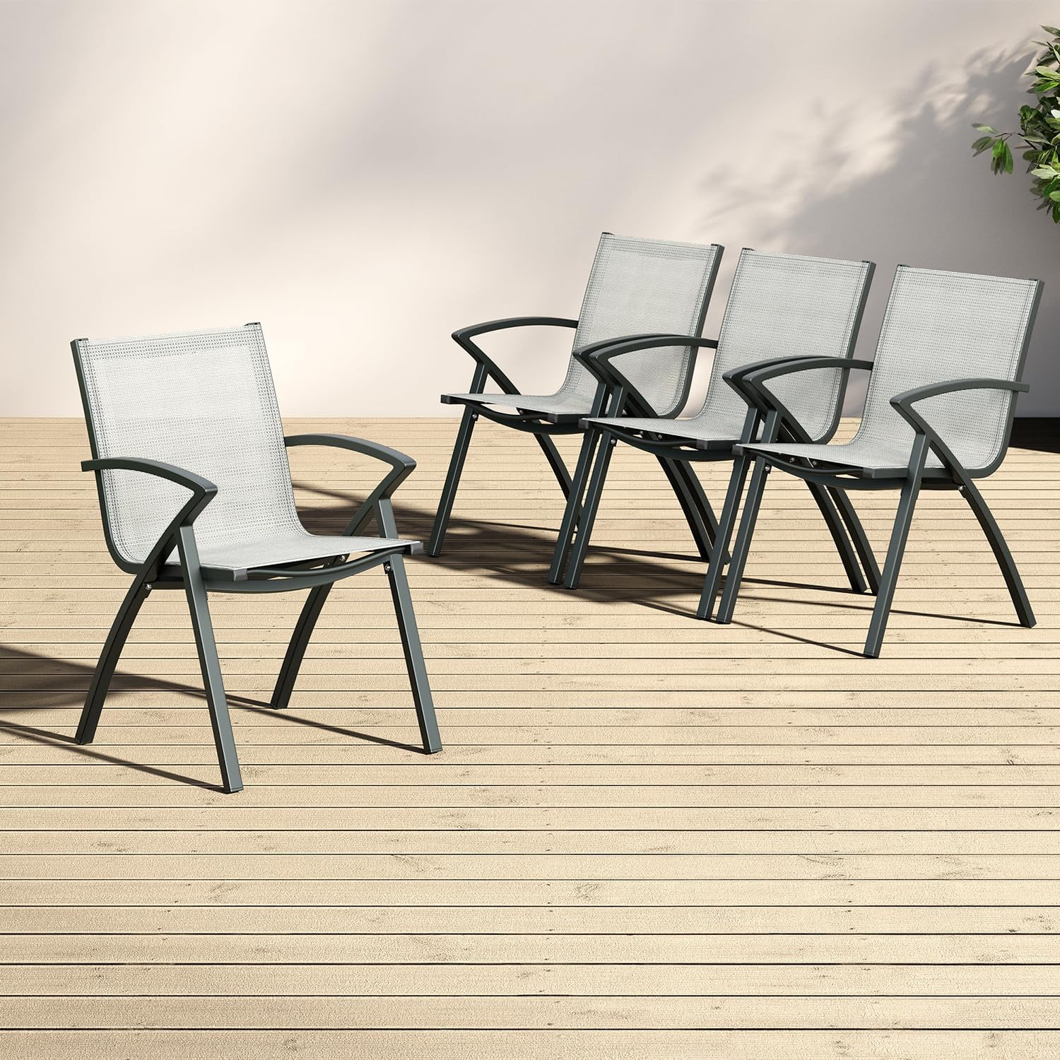 Studyset 2PCS Modern Aluminum Outdoor Dining Chairs - Quick-Dry ...